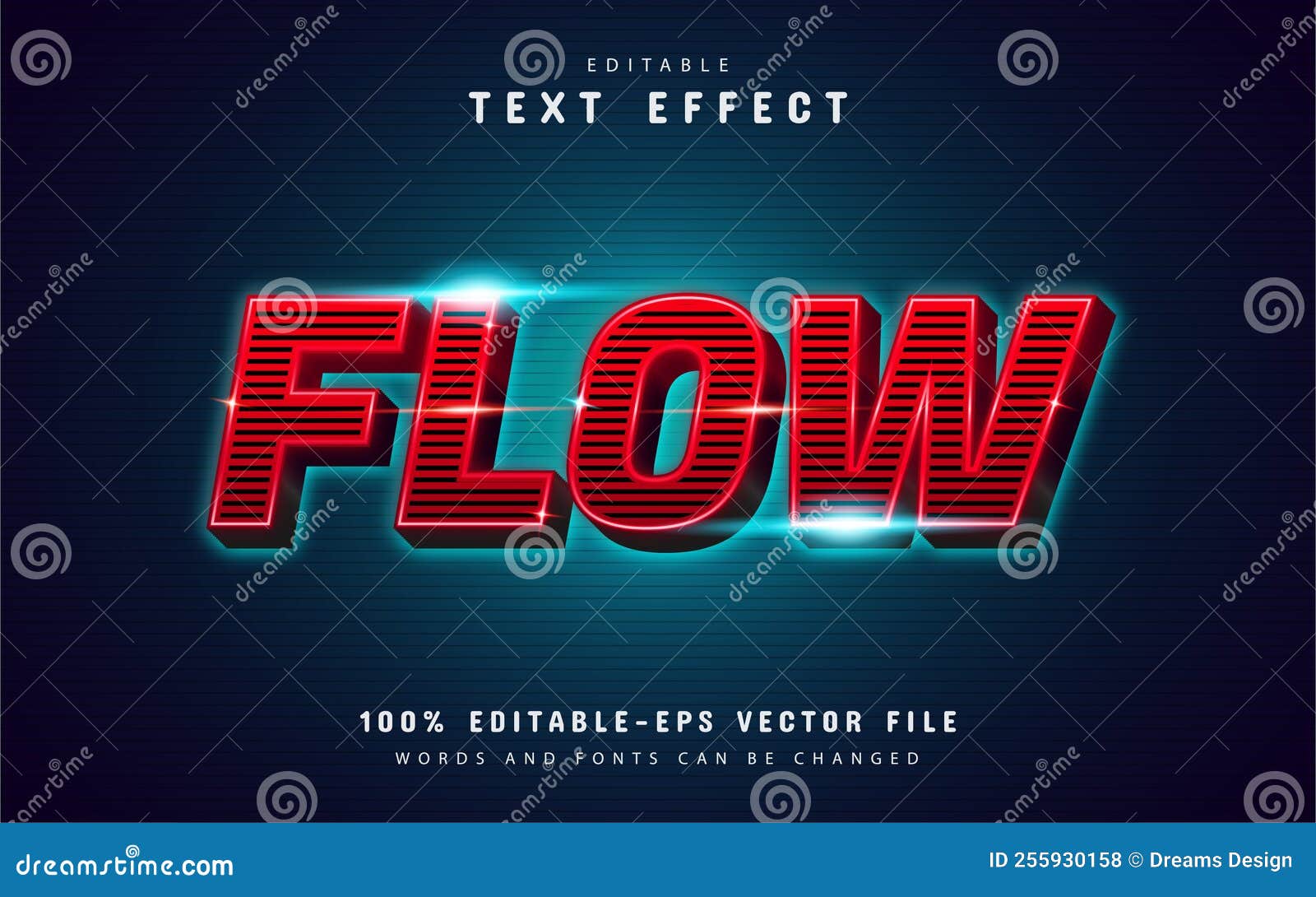 Flow Text Effect with Line Pattern Stock Vector - Illustration of ...