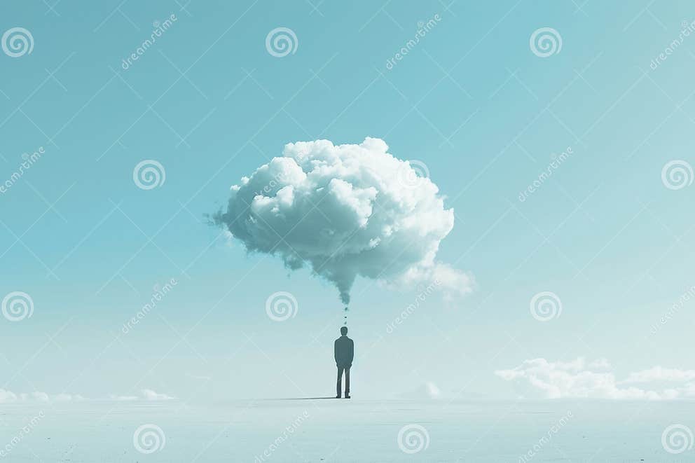 Flow of Thoughts and Deep Thinking Concept in Dark Tones with Abstract ...