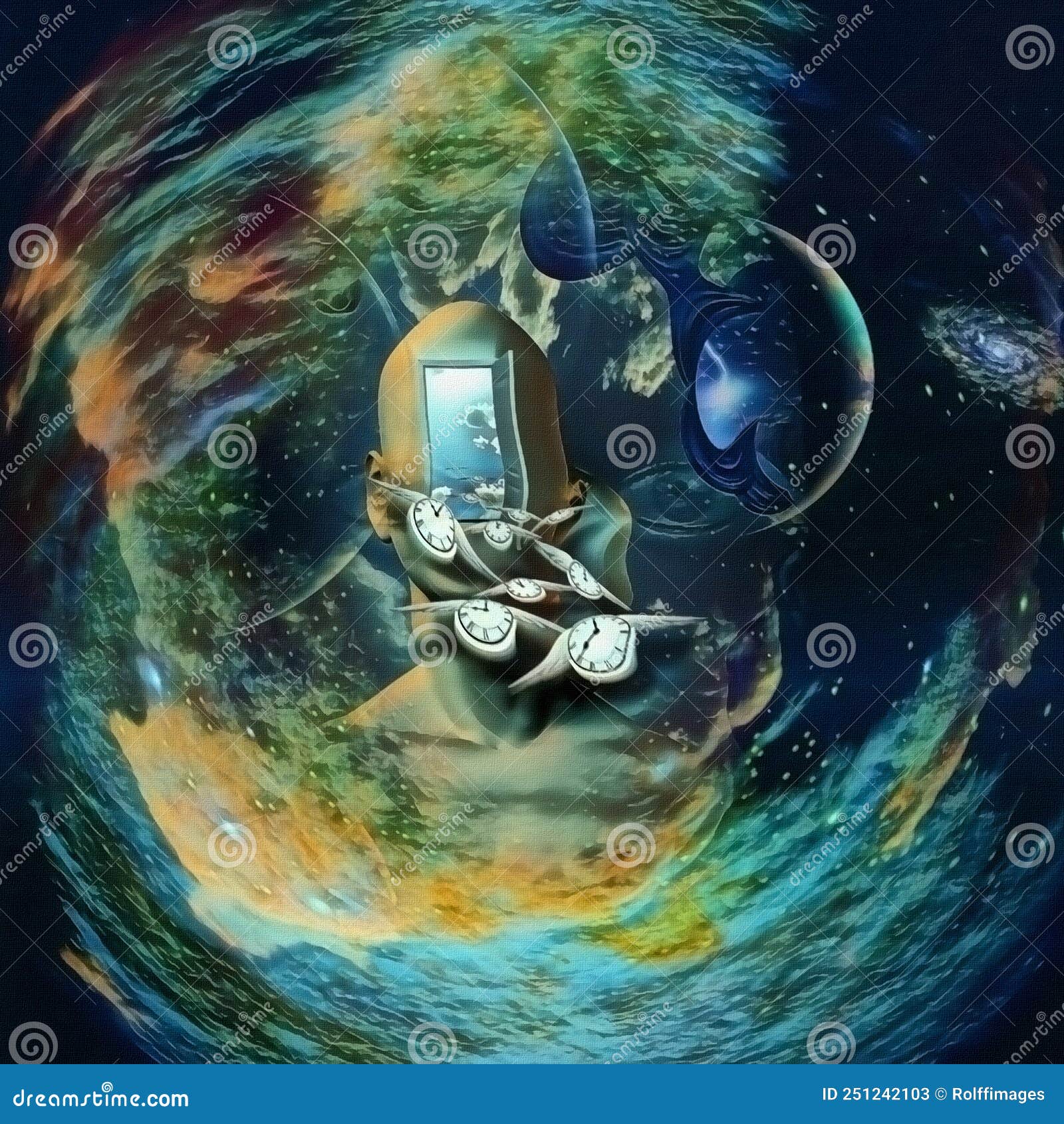 The Flow of Time stock illustration. Illustration of face - 251242103