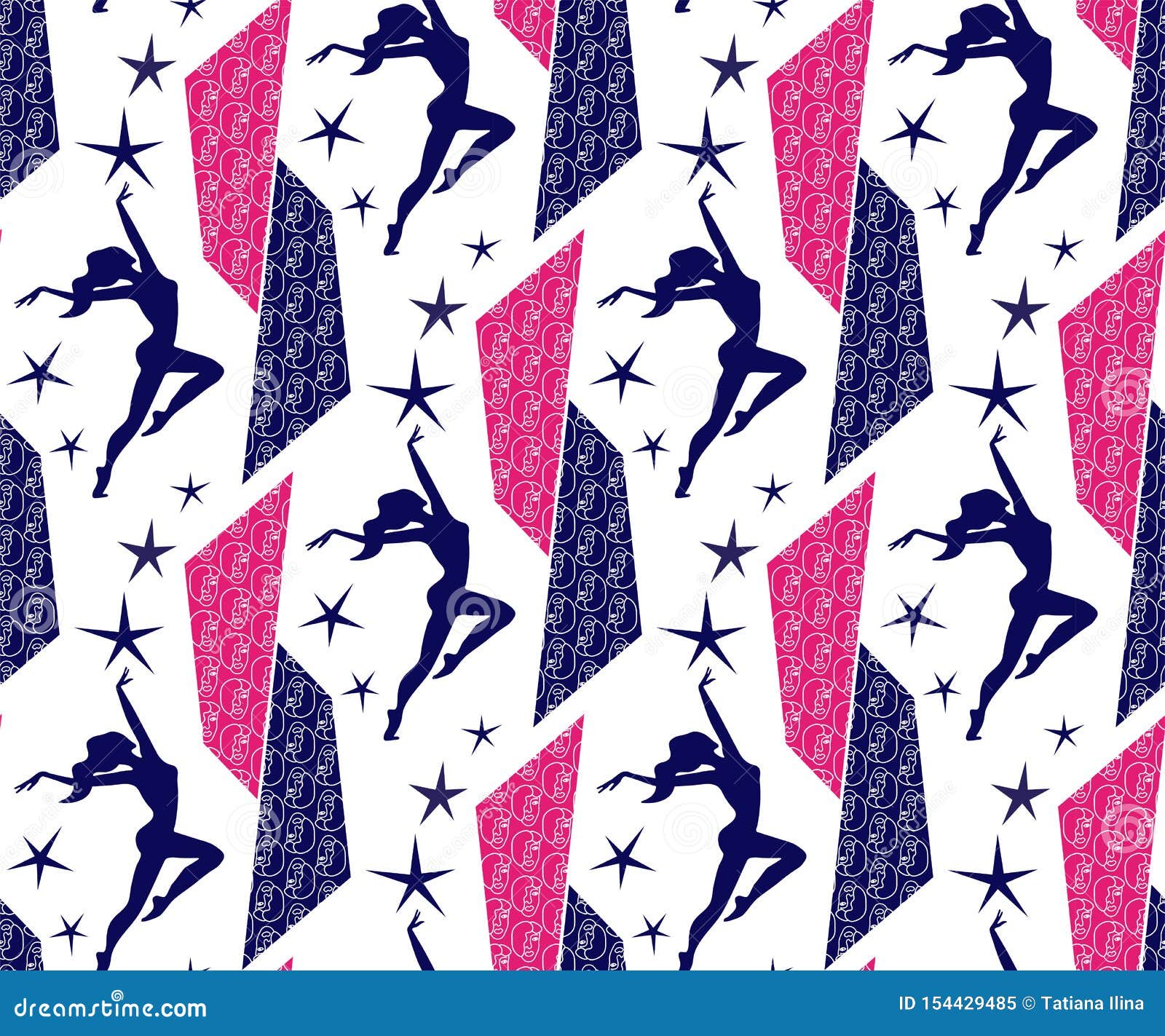 Ballet Dancers Seamless Pattern. Vector Background with Ballerinas ...
