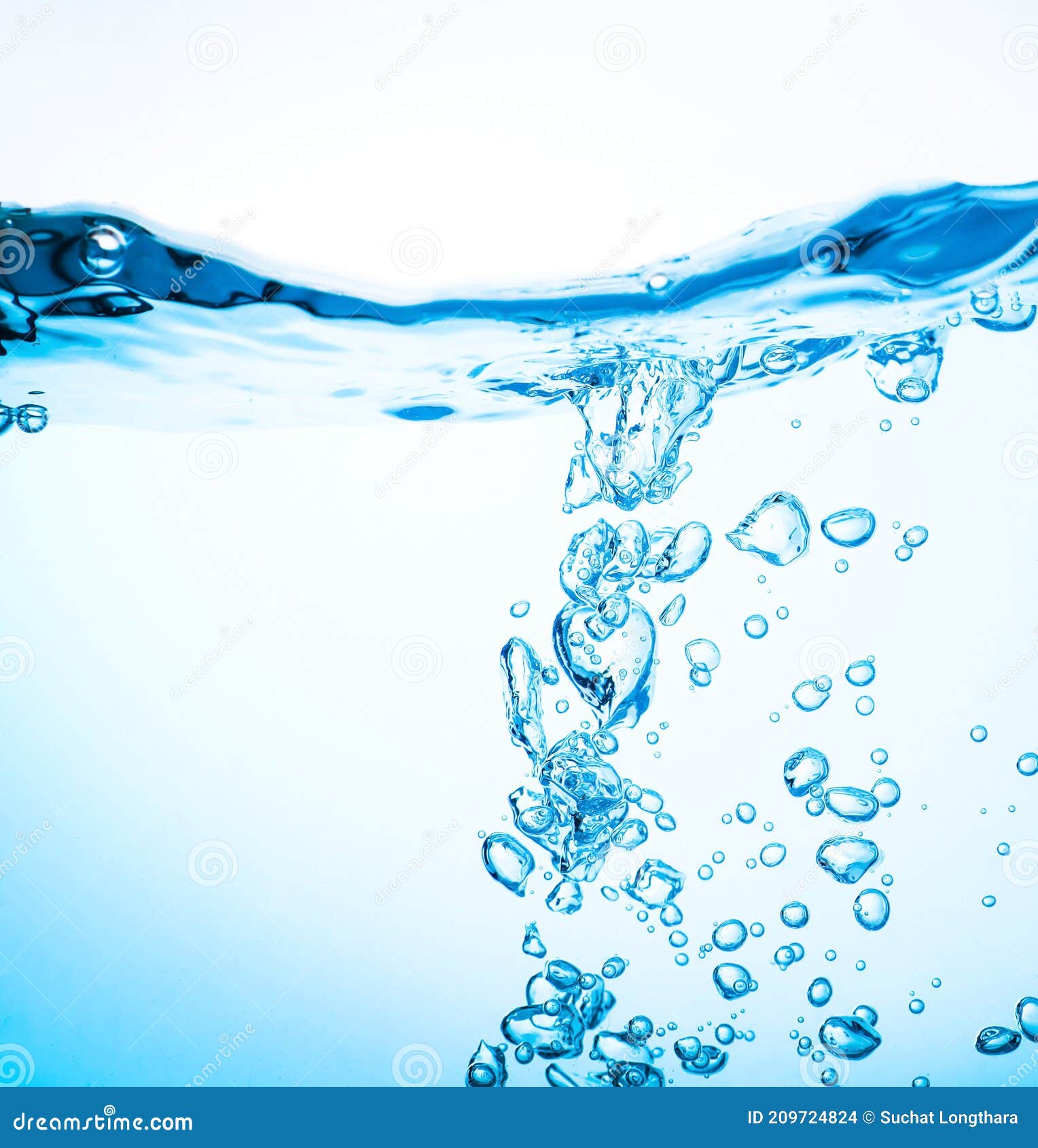 The Flow of Water Creates a Splash and the Blue Waves Underwater Stock ...
