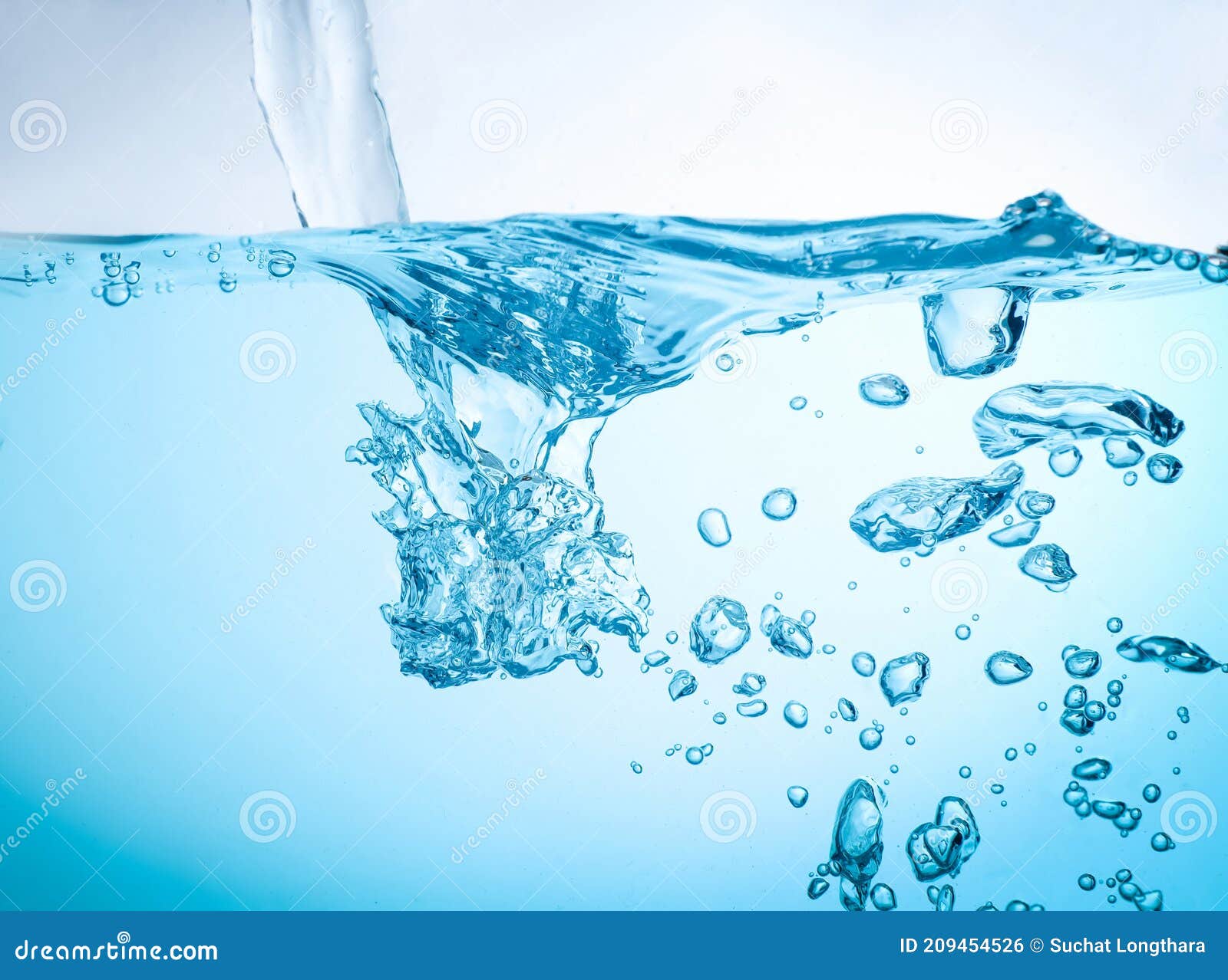 The Flow of Water Creates a Splash and the Blue Waves Underwater Stock ...