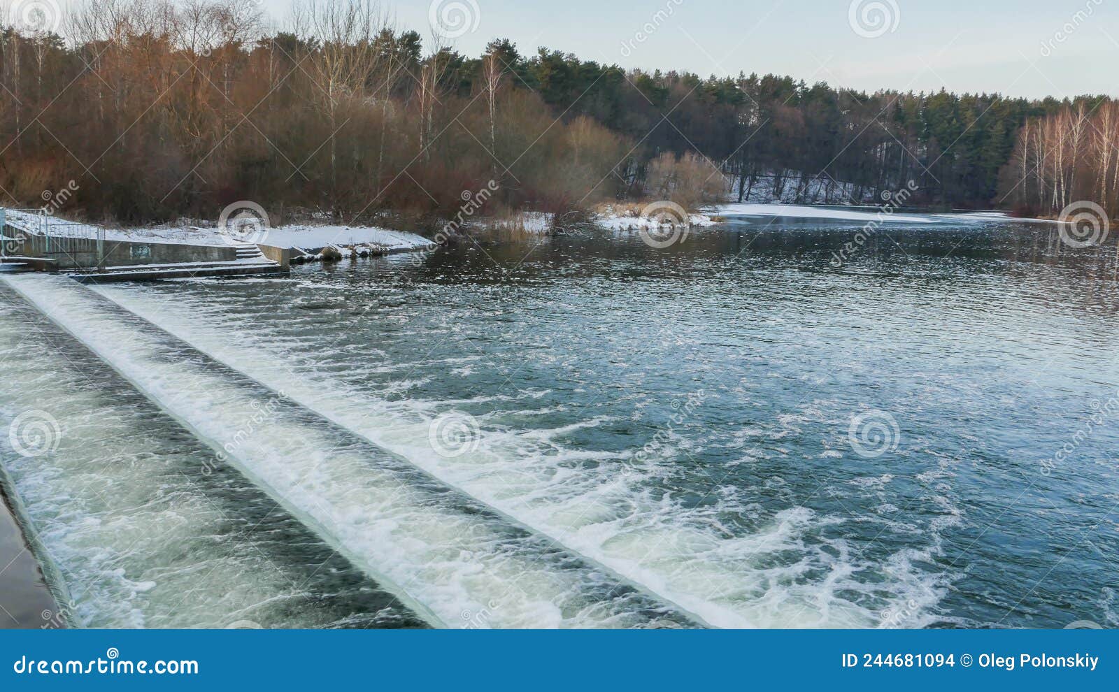 The Flow of Water from the Lake through the Dam. Stock Photo - Image of ...
