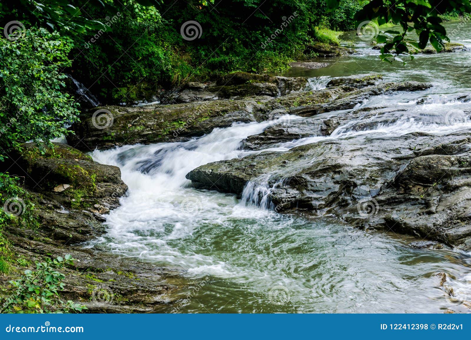 The Flow of Water in a Mountain River with an Exposure of 1/15 Sec ...