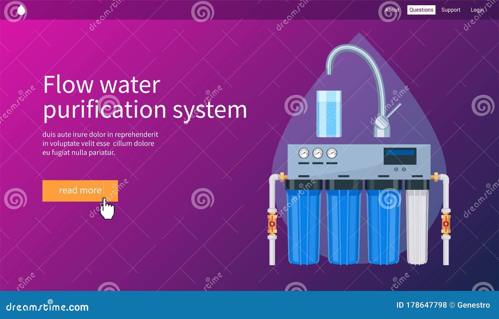 Flow Water Purification System Realistic Illustration Stock Vector ...