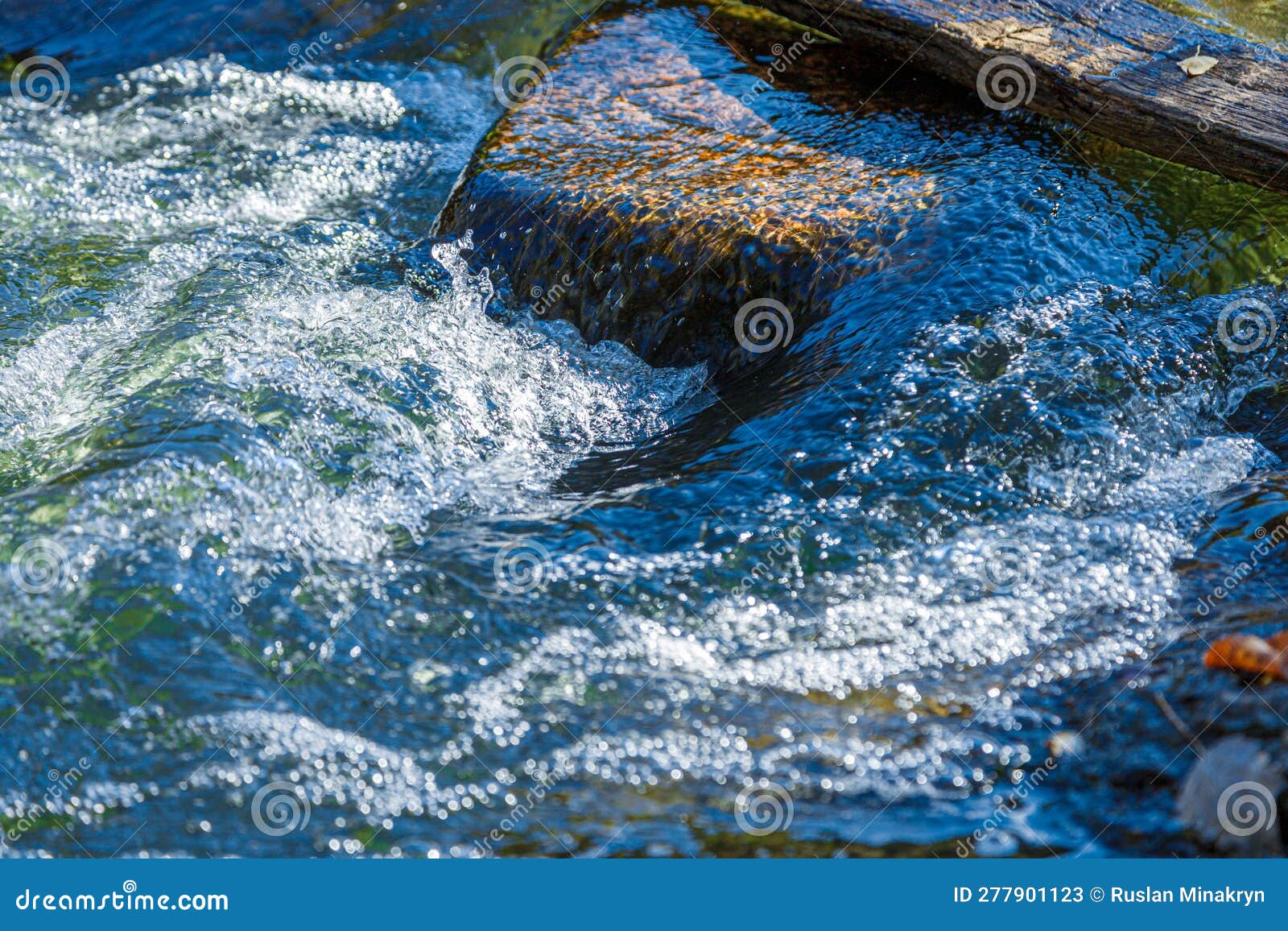 Flow of Water and Spray from a Stone Stock Image - Image of green ...