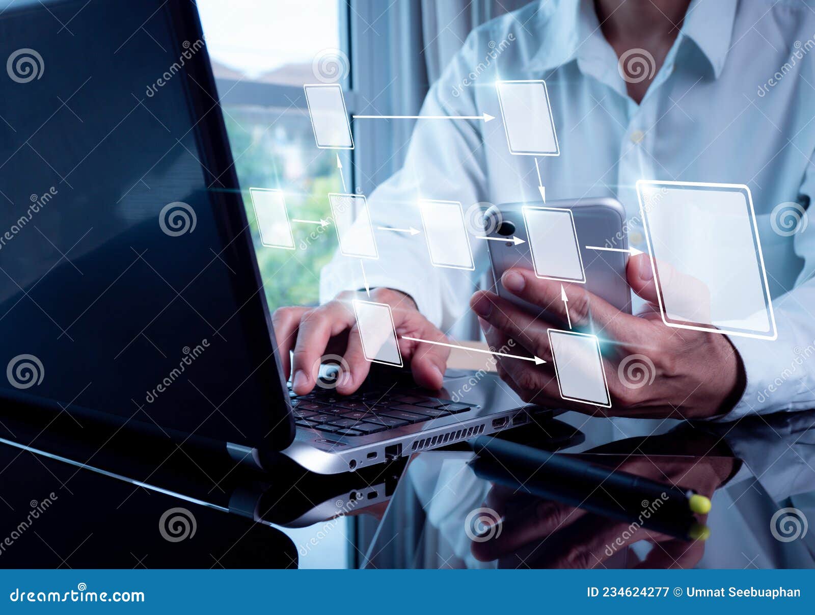 Flowchart-based Business Process and Workflow Automation. Holding a ...