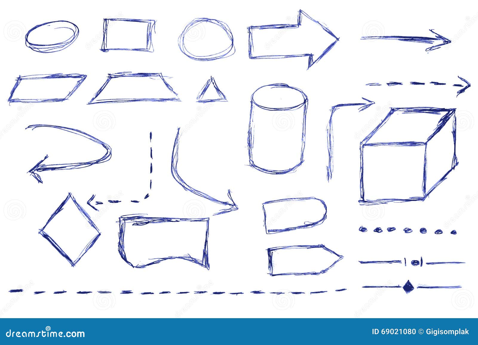 Flowchart. Blue Colored Shadows Scheme. Vector Illustration ...