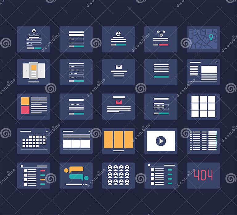 Flowchart Cards for Website Structure Planning Vector Illustration ...