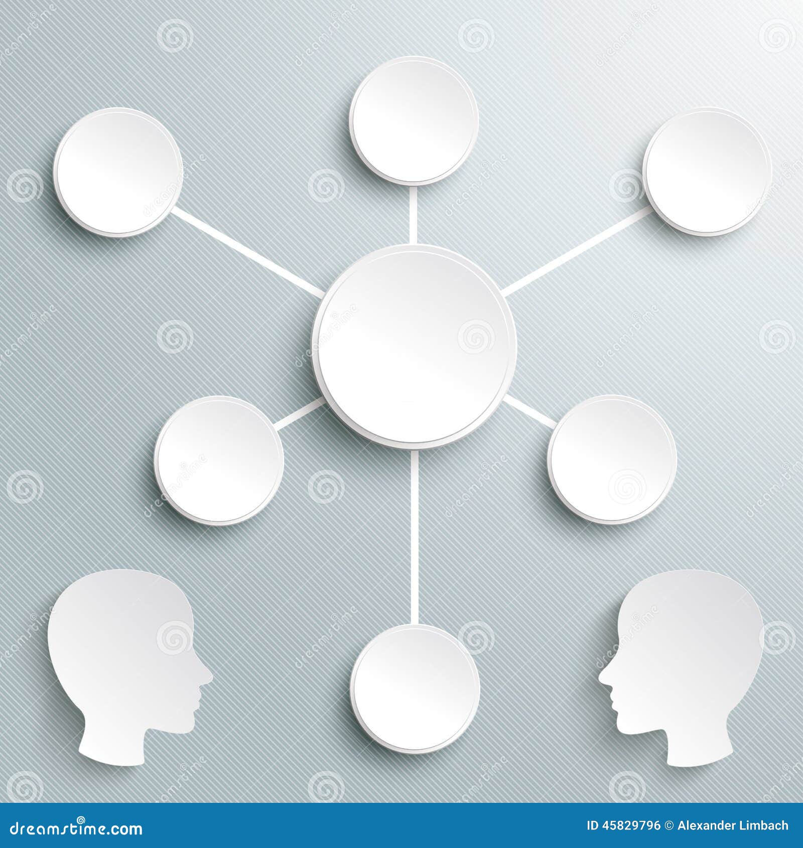 Flowchart Connected 6 Circles Stripes 2 Heads Stock Vector ...