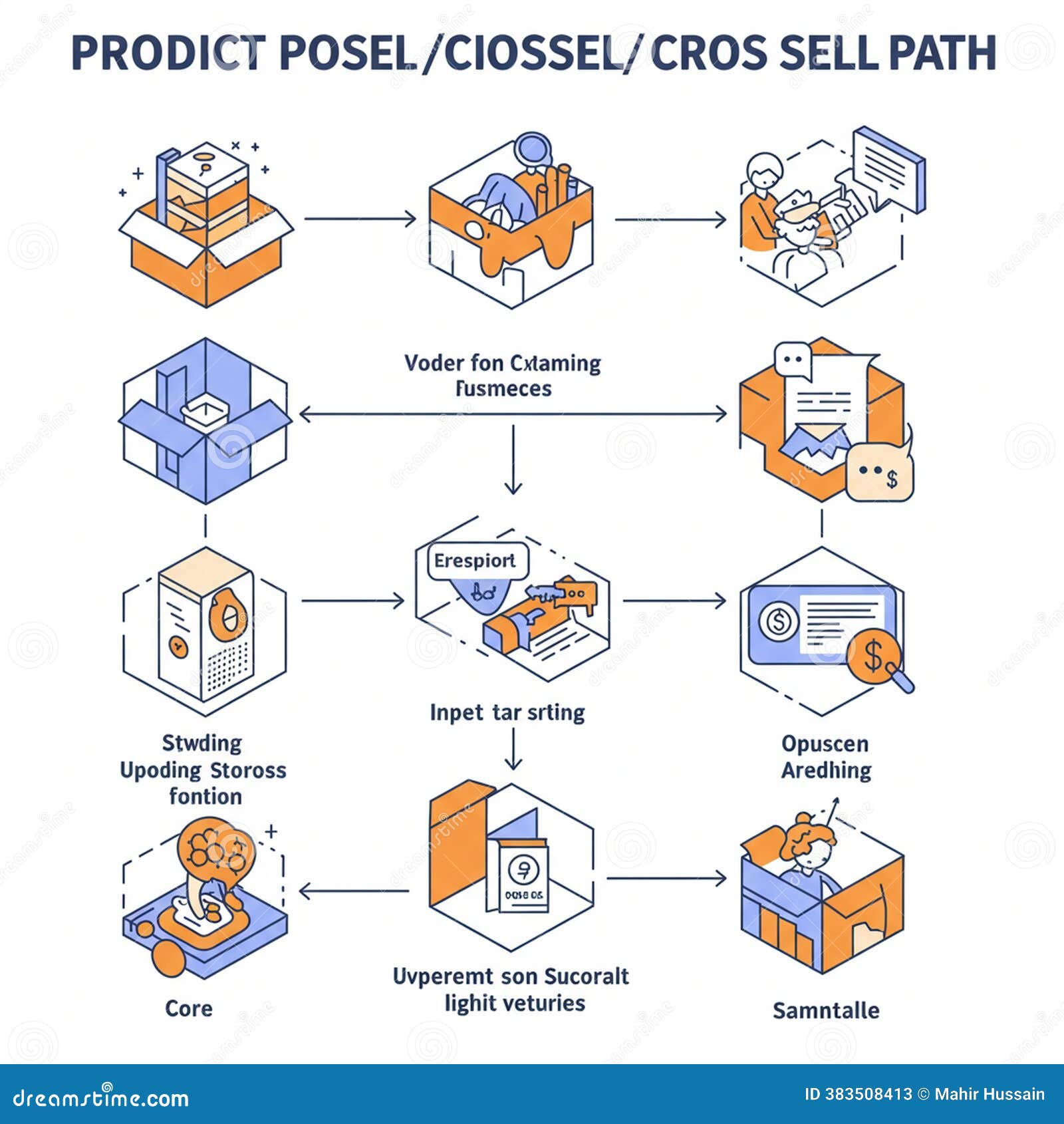 Flowchart Depicting A Digital Process With Interconnected Circular Icons. Key Symbols Royalty ...