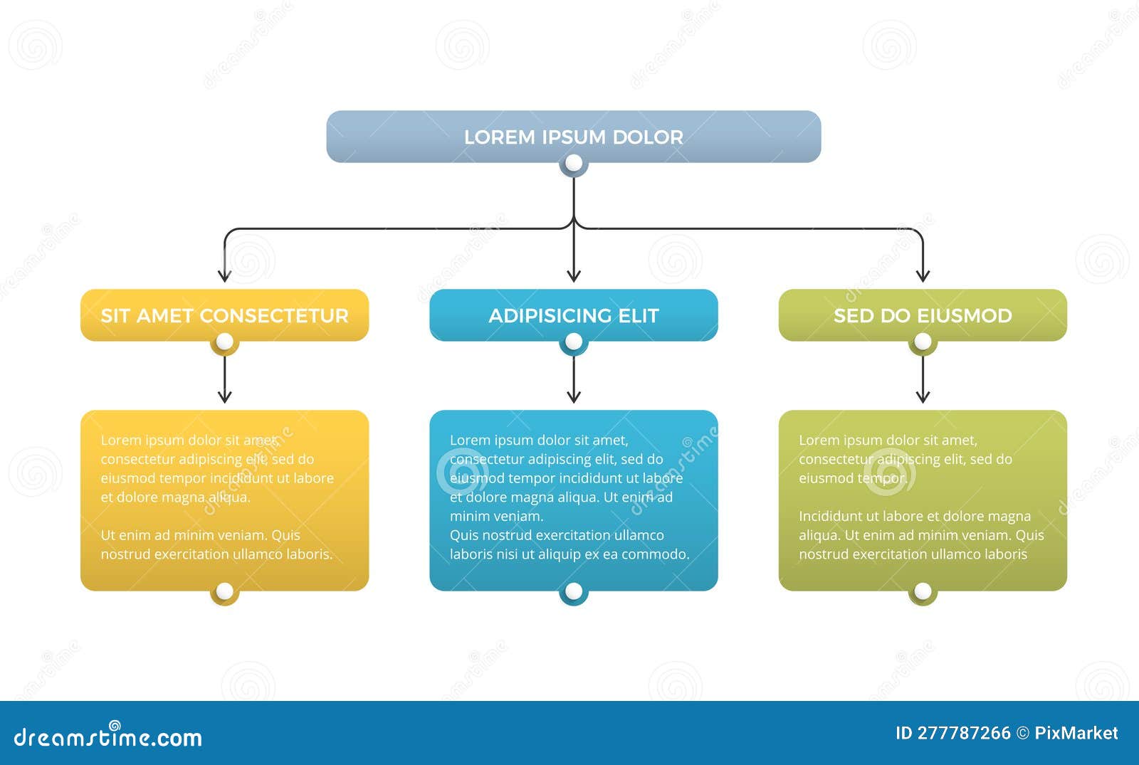 Flowchart with 3 Elements stock vector. Illustration of presentation ...