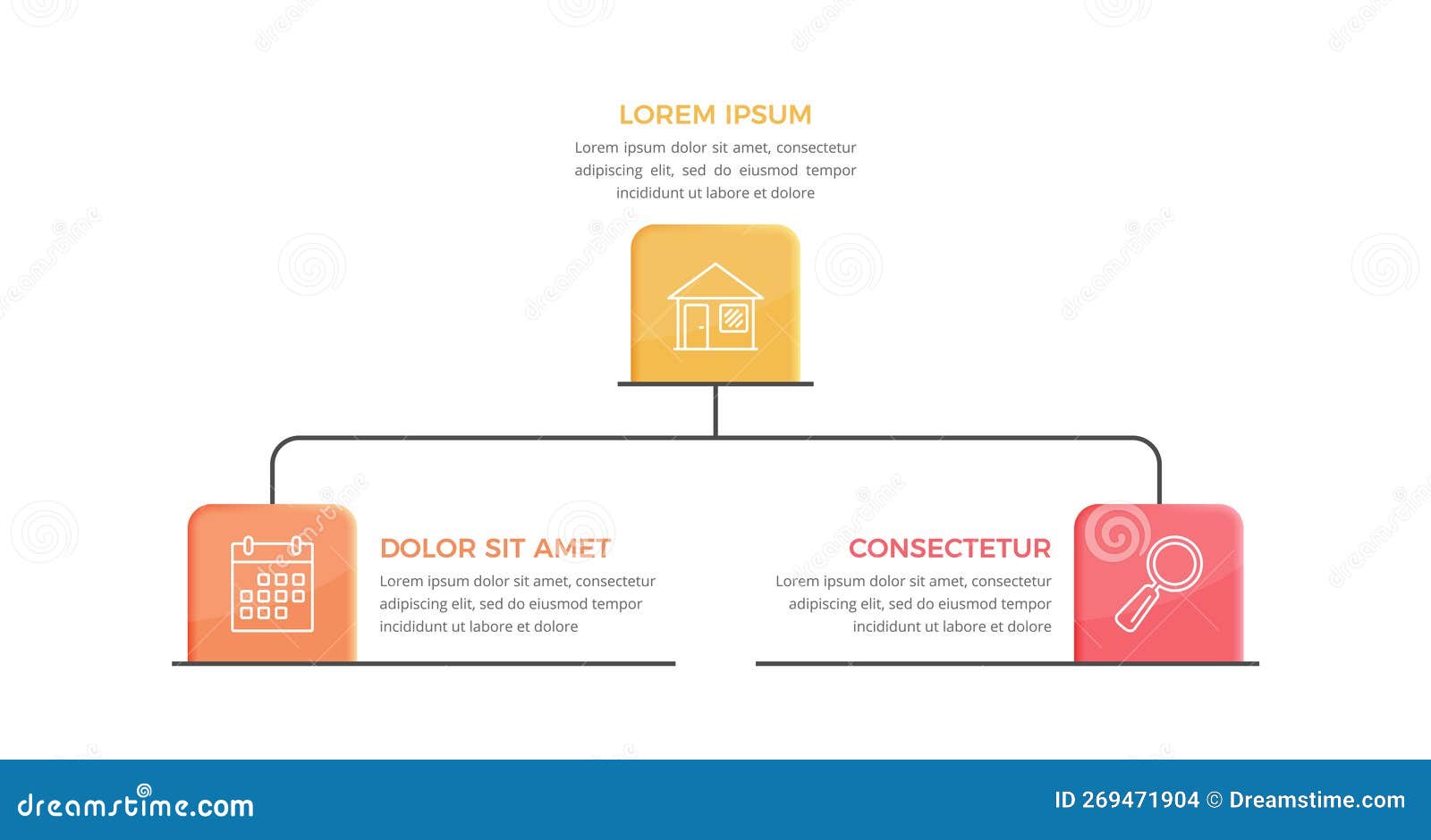 Flowchart with 3 Elements stock illustration. Illustration of flowchart ...
