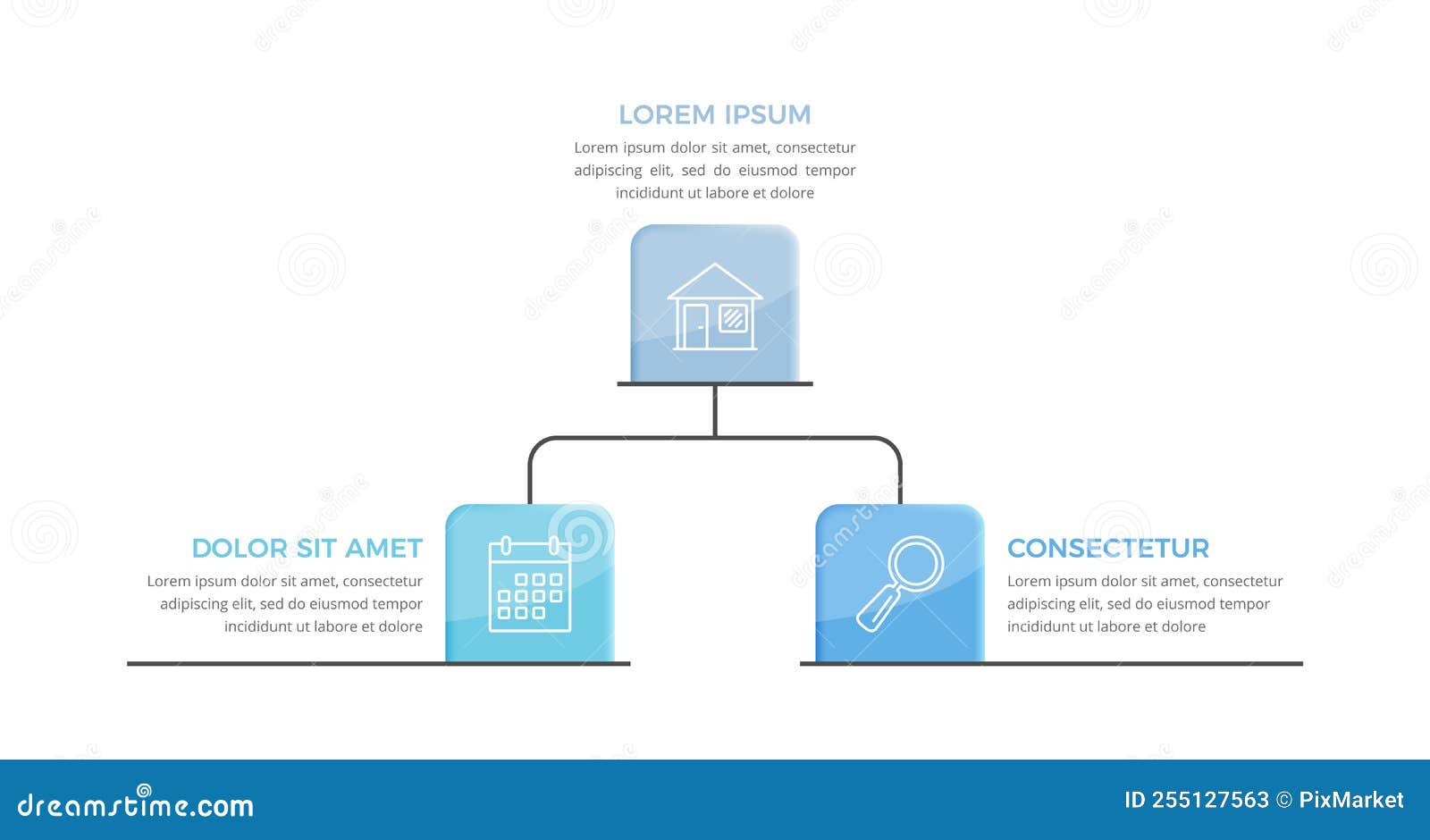 Flowchart with 3 Elements stock vector. Illustration of structure ...