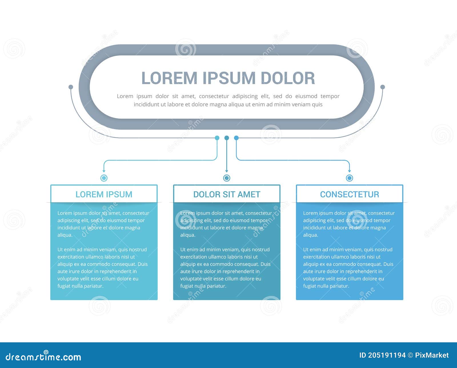 Flowchart with 3 Elements stock vector. Illustration of connection ...