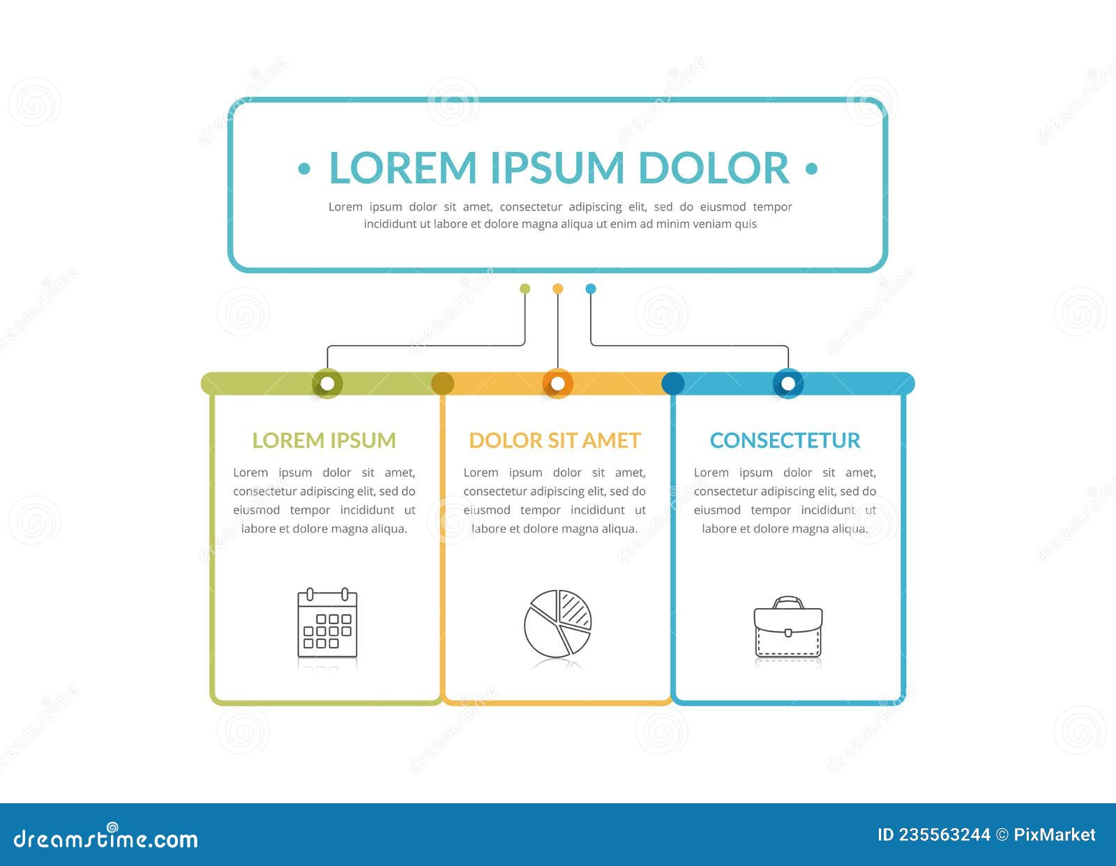 Flowchart with 3 Elements stock vector. Illustration of scheme - 235563244