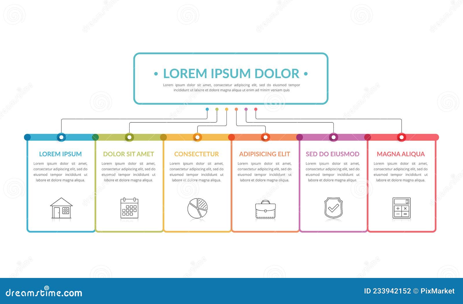Flowchart with 6 Elements stock vector. Illustration of project - 233942152
