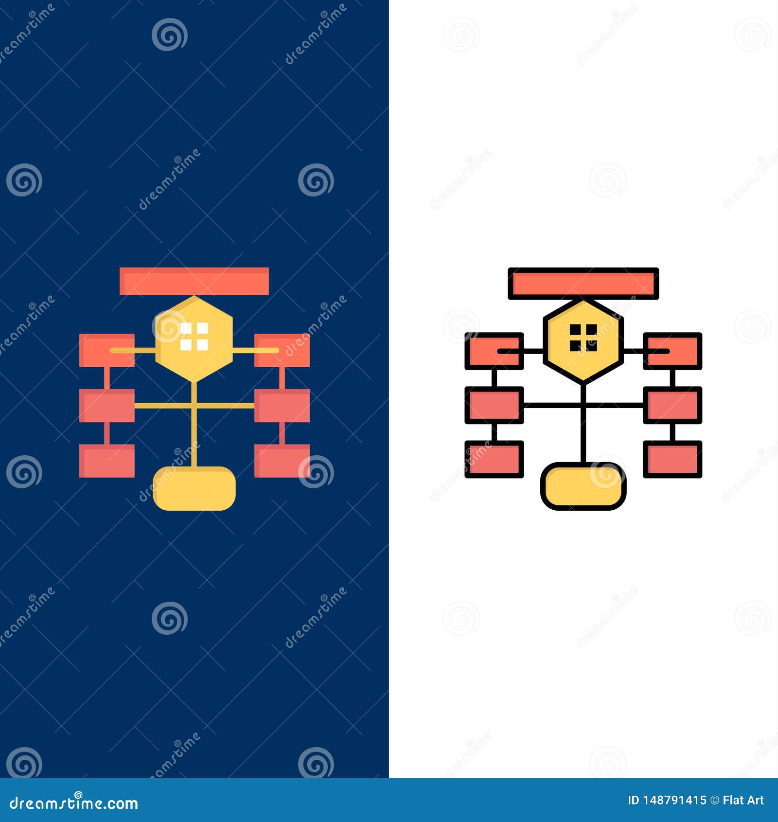 Flowchart, Flow, Chart, Data, Database Icons. Flat and Line Filled Icon ...