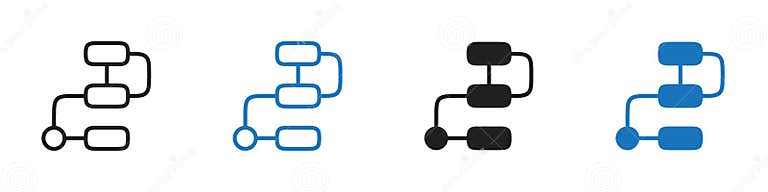 Flowchart Icon Linear Graphics Set Vector in Black Stock Illustration ...