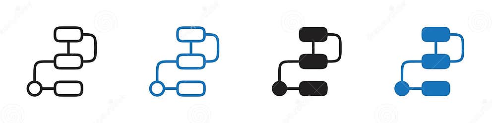 Flowchart Icon Linear Graphics Set Vector in Black Stock Illustration ...