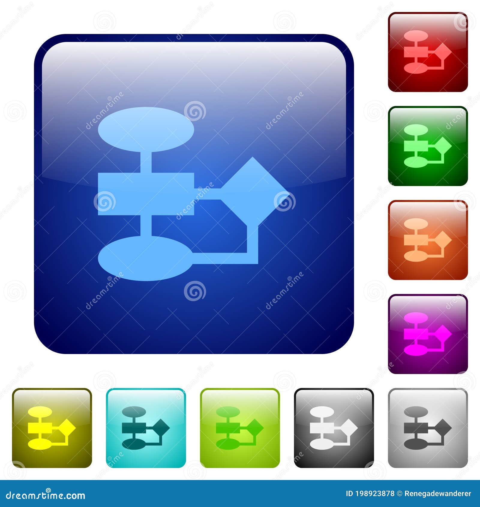 Flowchart Color Square Buttons Stock Vector Illustration Of Square Flowchart 198923878