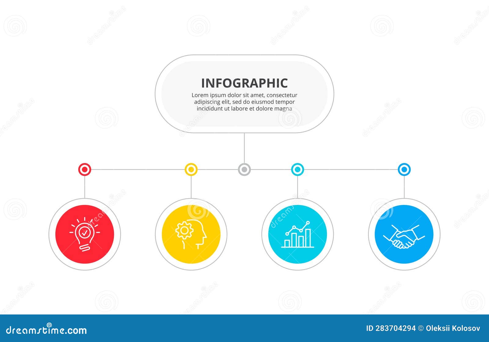 Flowchart Infographic Template with 4 Steps or Options. Vector Business ...