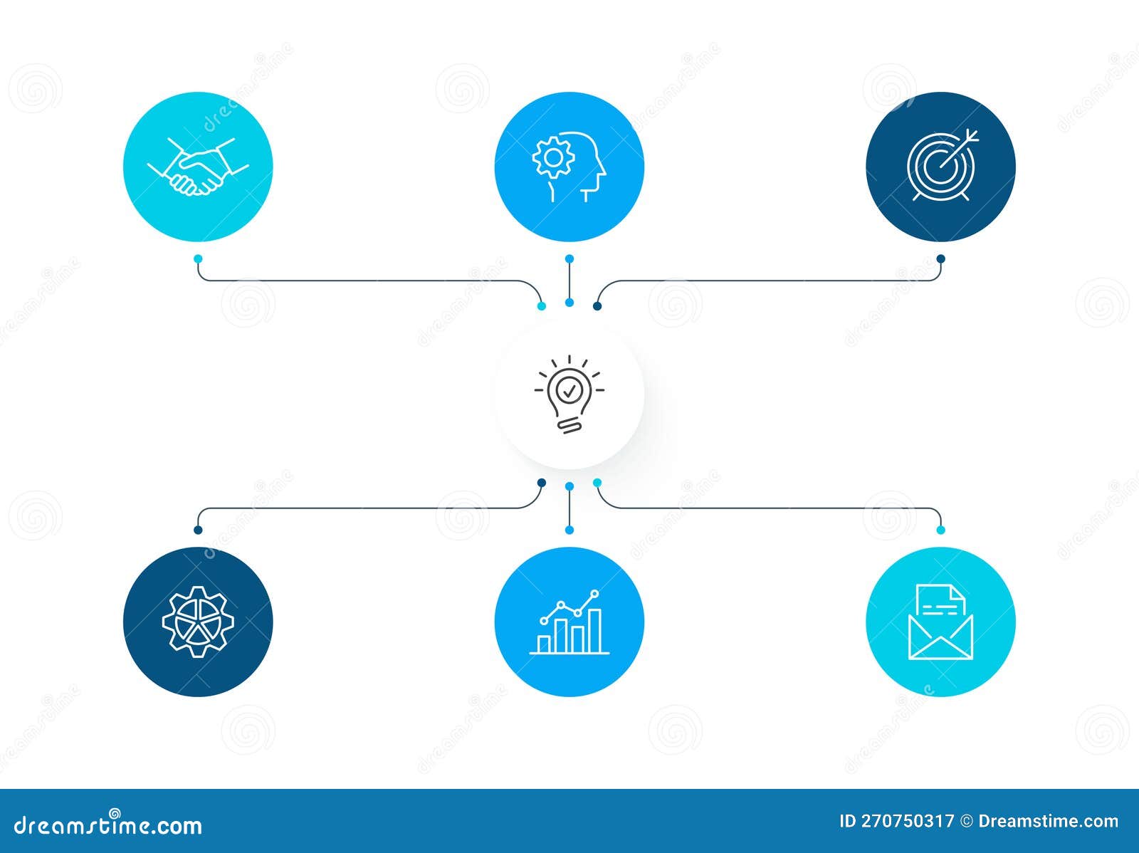 Flowchart Infographic Template with 6 Steps or Options. Vector Business ...