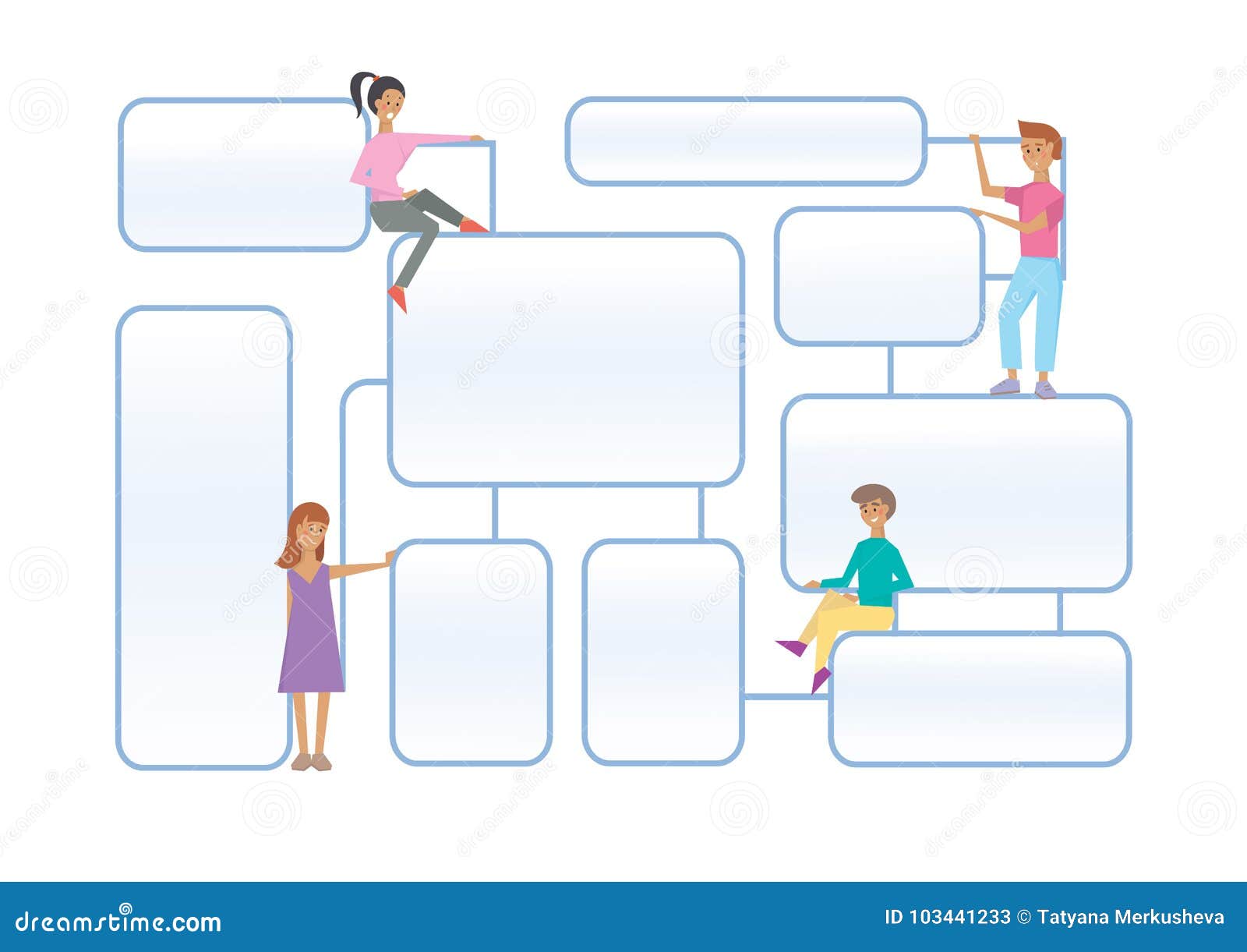 Flowchart Latout On A White Background. Connected Info-boxes Vector ...