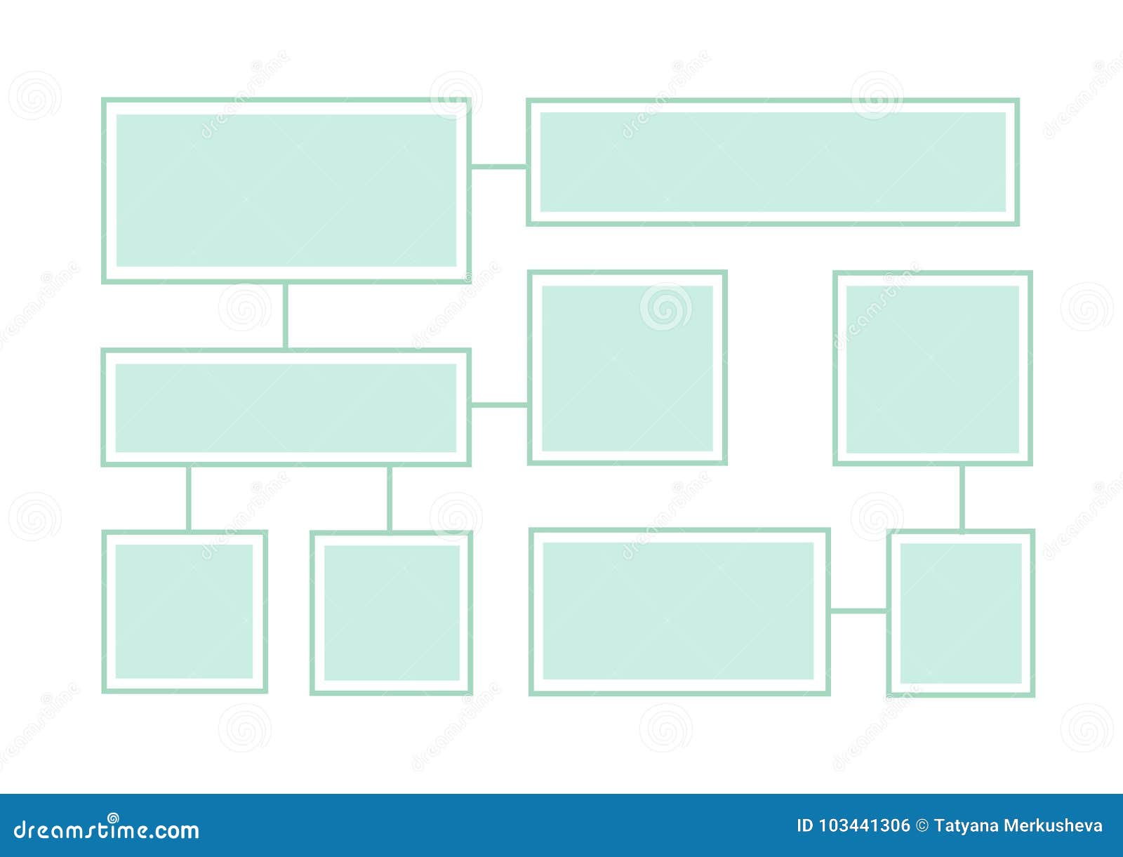Flowchart Latout On A White Background. Connected Info-boxes Vector ...