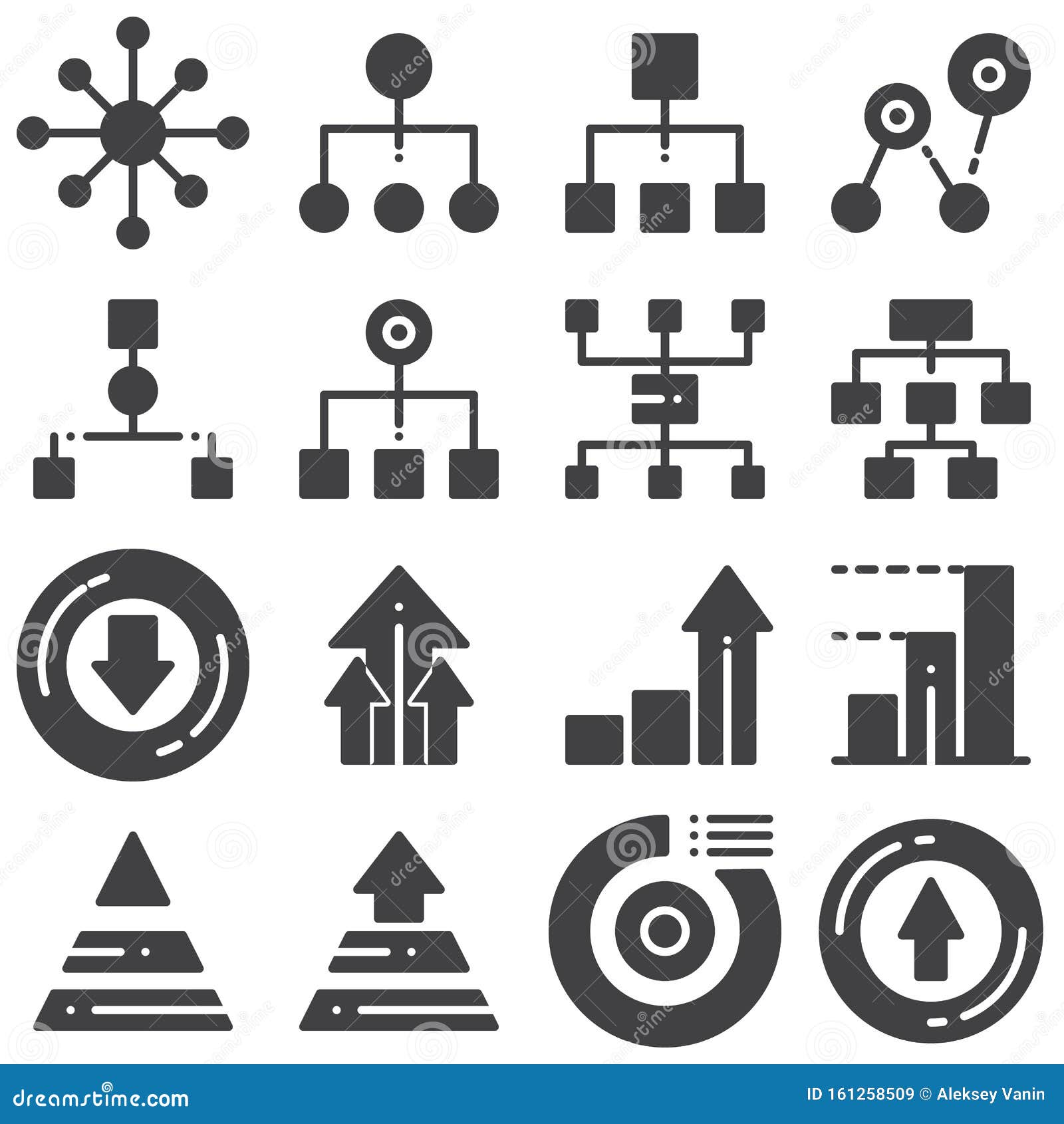 Flowchart Management Vector Icons Set Stock Vector - Illustration of ...