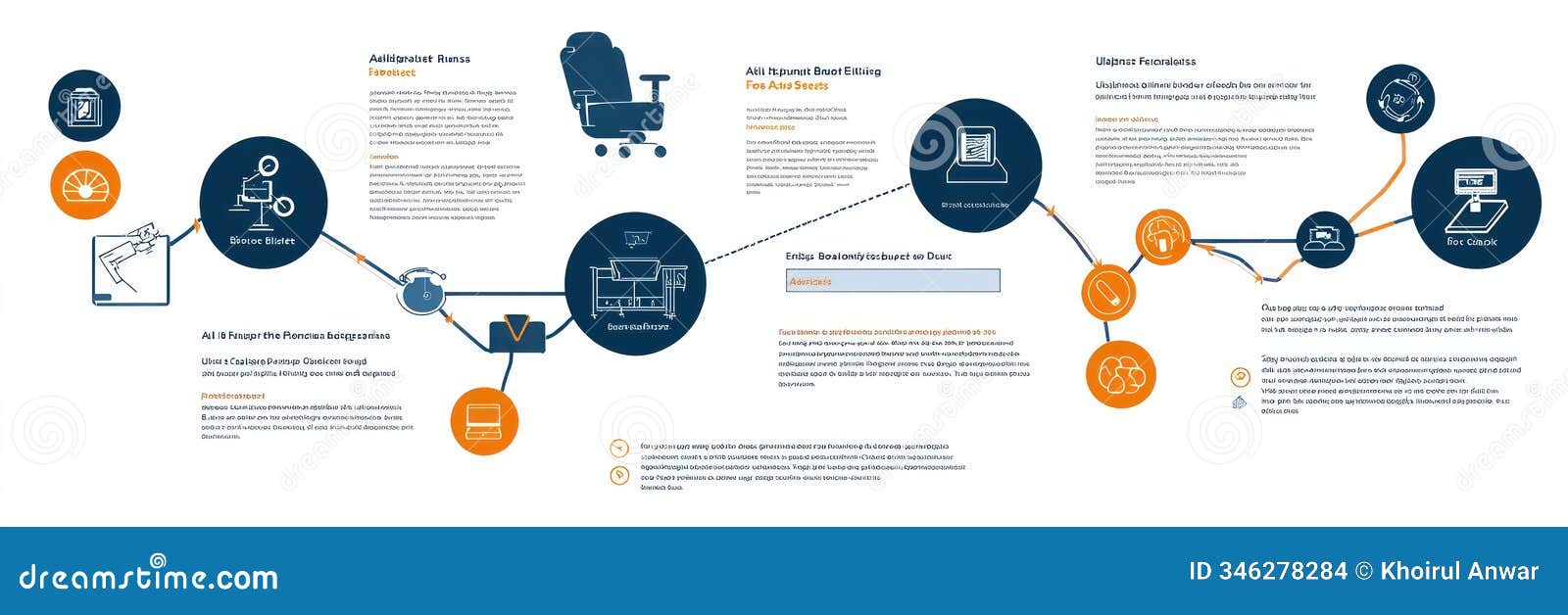 Flowchart with Office Related Icons and Text Stock Photo - Image of ...