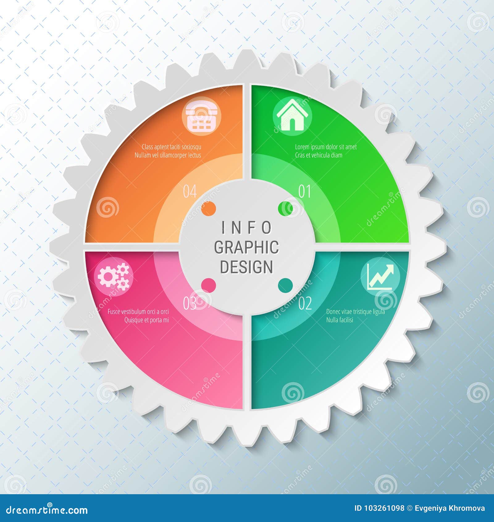 Gear Wheel Pie Chart with 4 Spokes Stock Vector - Illustration of ...