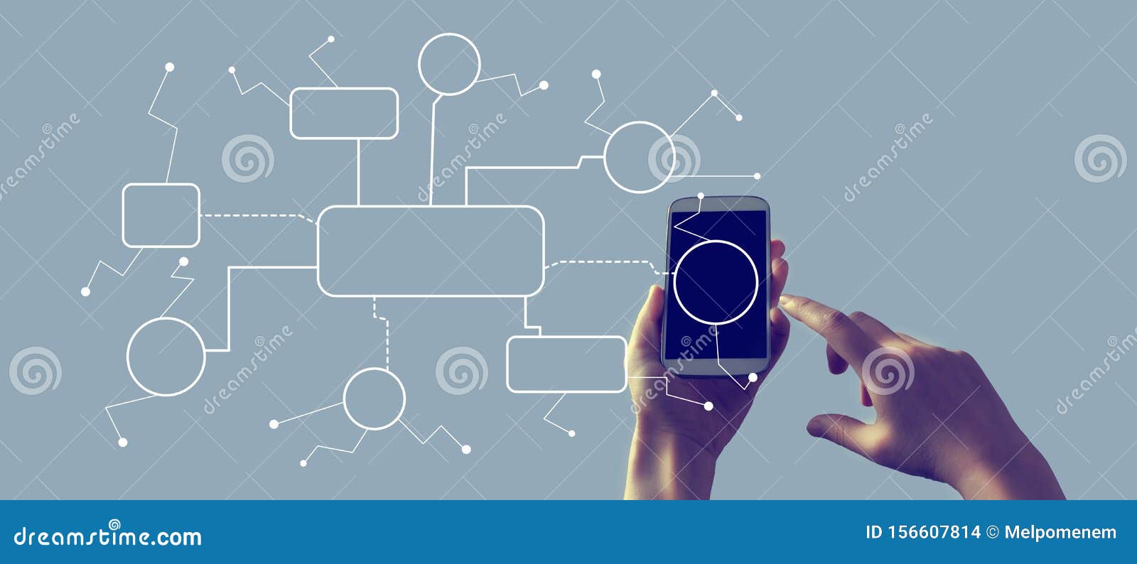 Flowchart with smartphone stock photo. Image of rectangle - 156607814