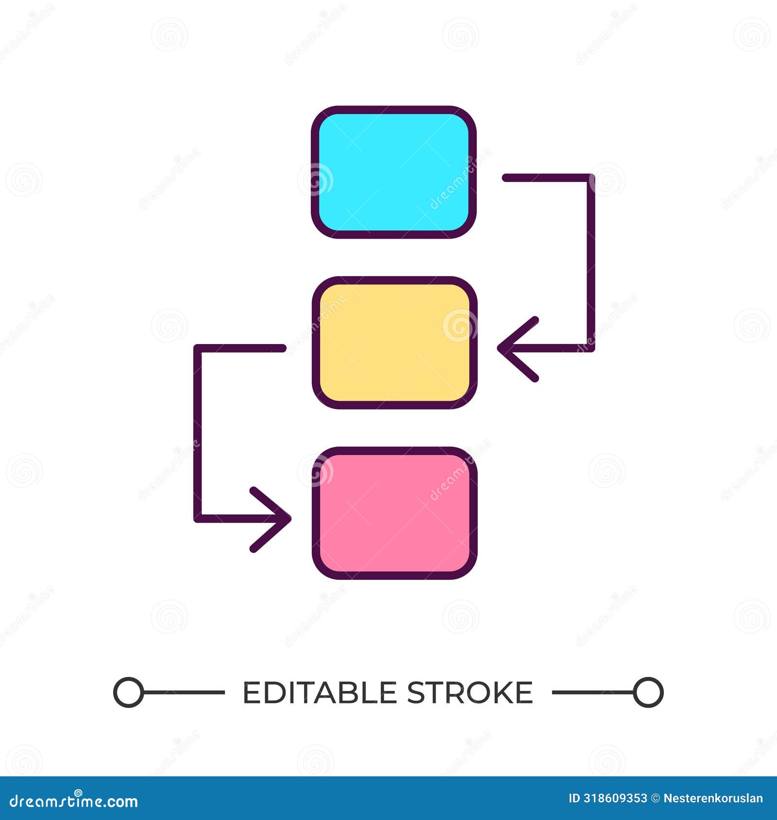 Flowchart RGB color icon stock vector. Illustration of tasks - 318609353