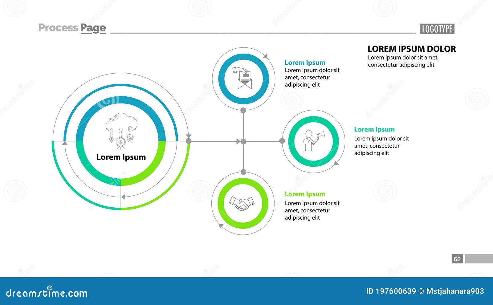 Flowchart slide template stock vector. Illustration of banner - 197600639