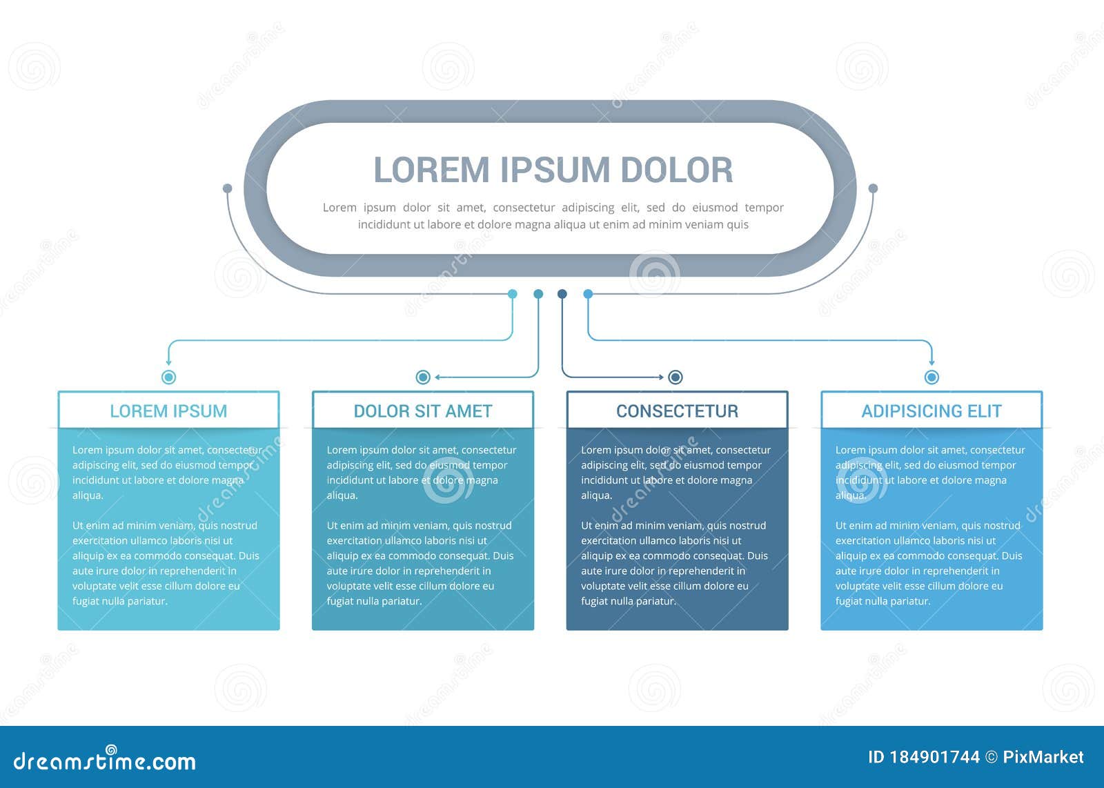 Flowchart with 4 Steps stock vector. Illustration of option - 184901744