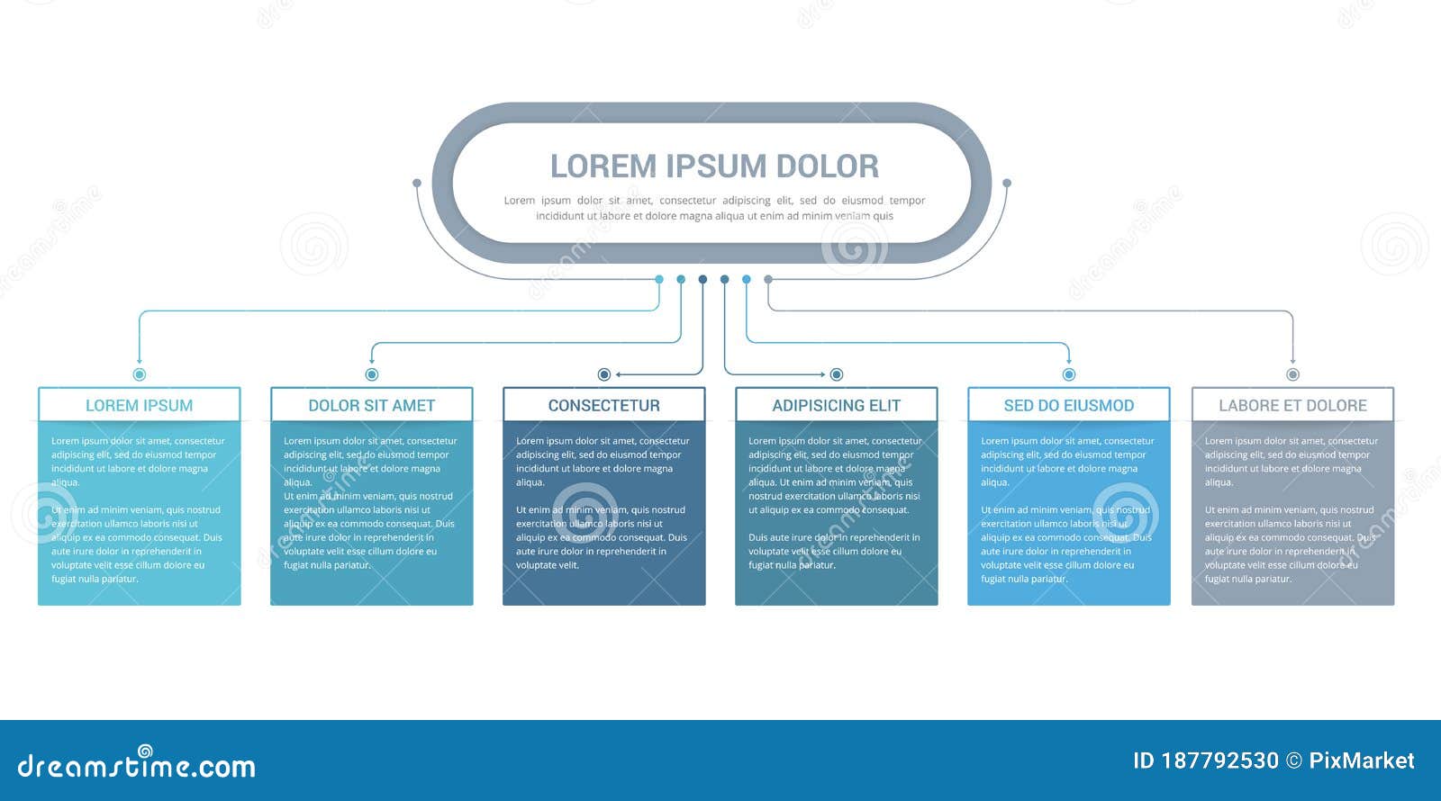 Flowchart with 6 Steps stock vector. Illustration of infograph - 187792530