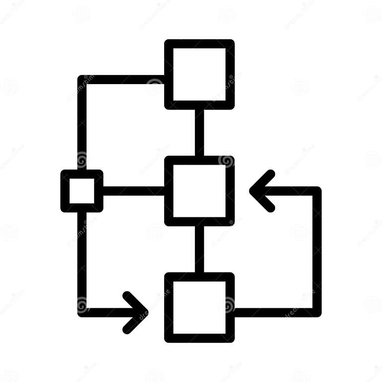 Flowchart Thin Line Line Vector Icon Stock Illustration - Illustration ...