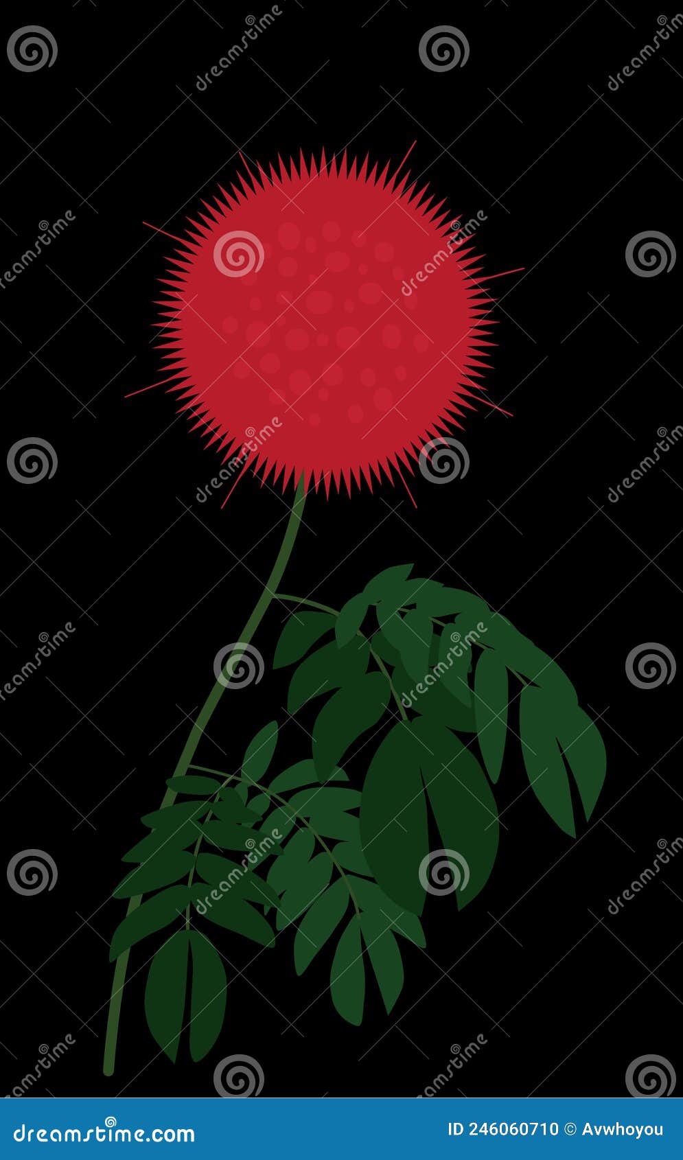 Fun Red Powder Puff Tree Flower Vector Illustration | CartoonDealer.com ...