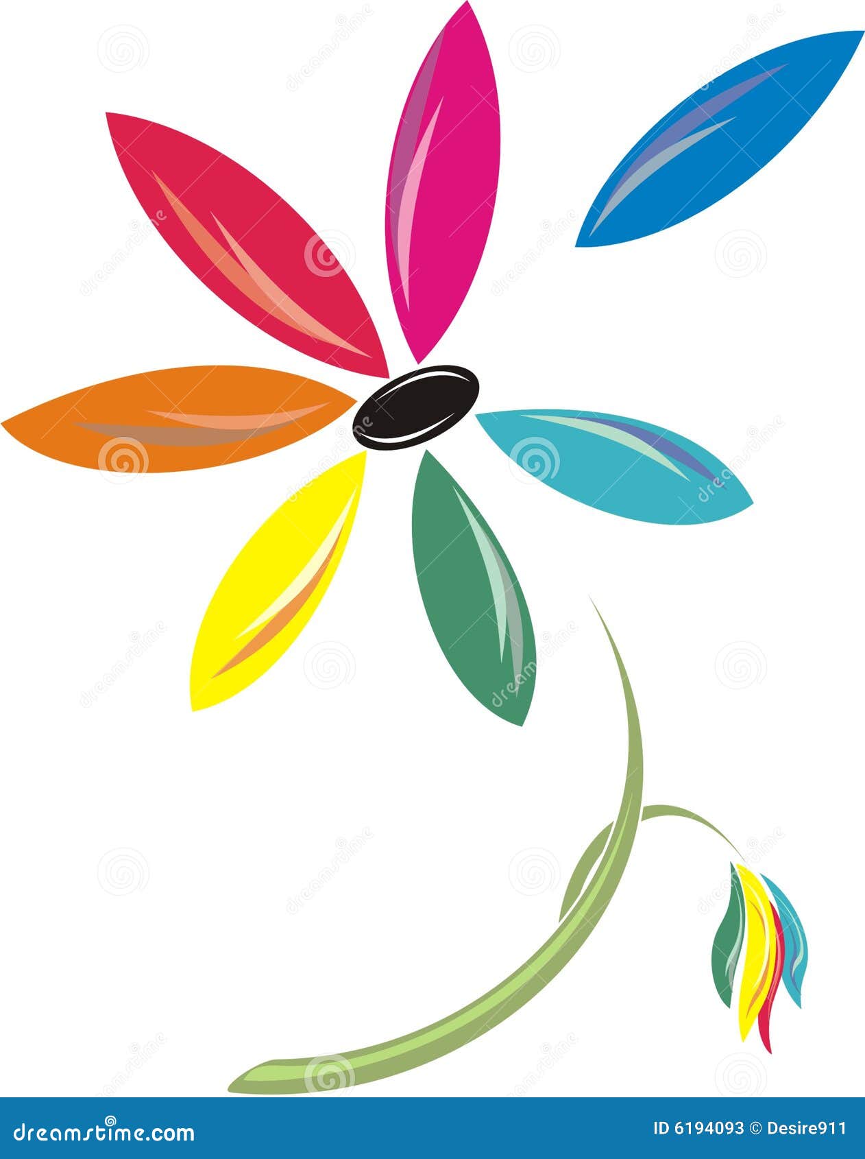Flower 7 colors stock vector. Illustration of orange, desire - 6194093