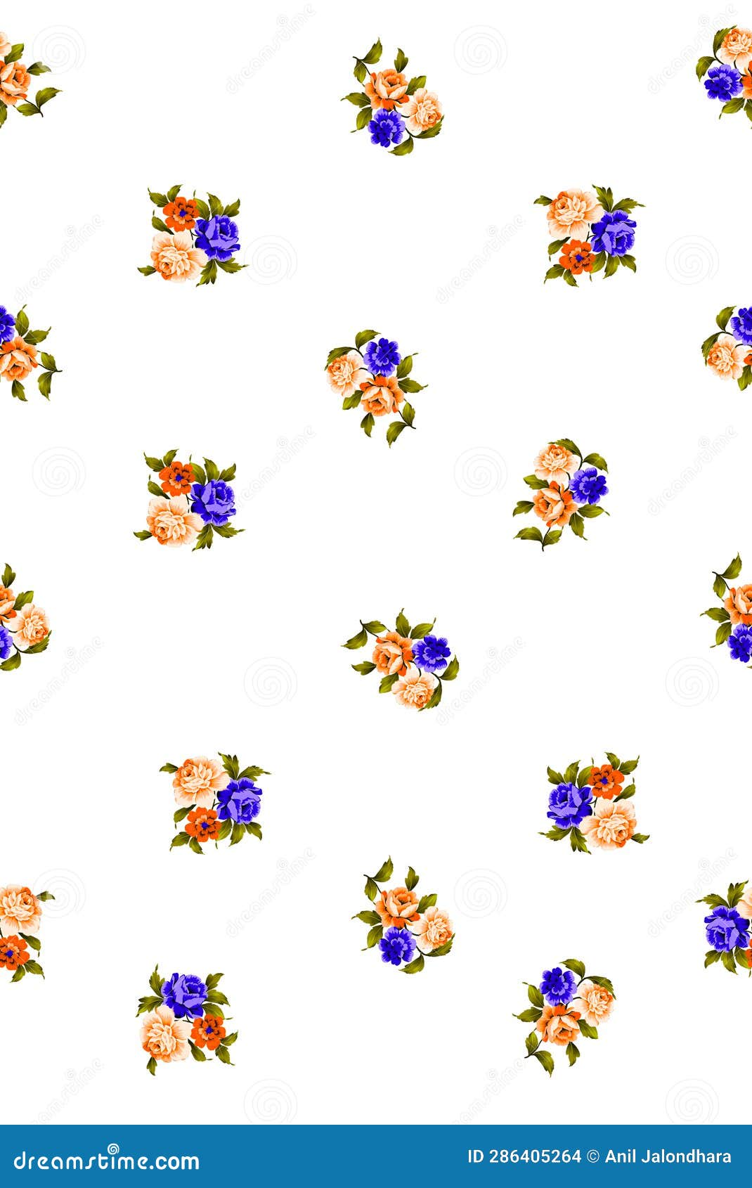 Flower All Over Pattern Multi Colour Abstract Seamless White Background ...