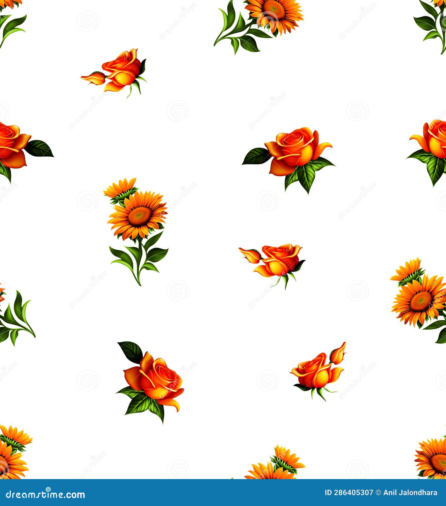 Flower All Over Pattern Multi Colour Abstract Seamless White Background ...