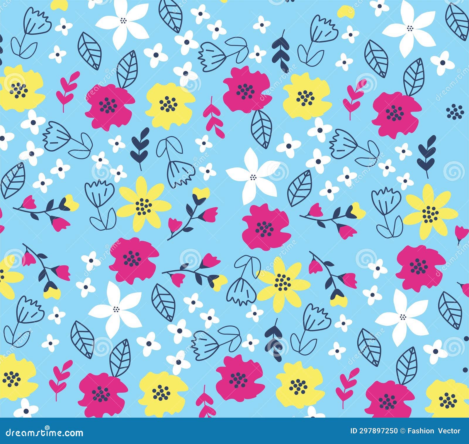 Flower All Over Print Vector Stock Illustration - Illustration of pink ...