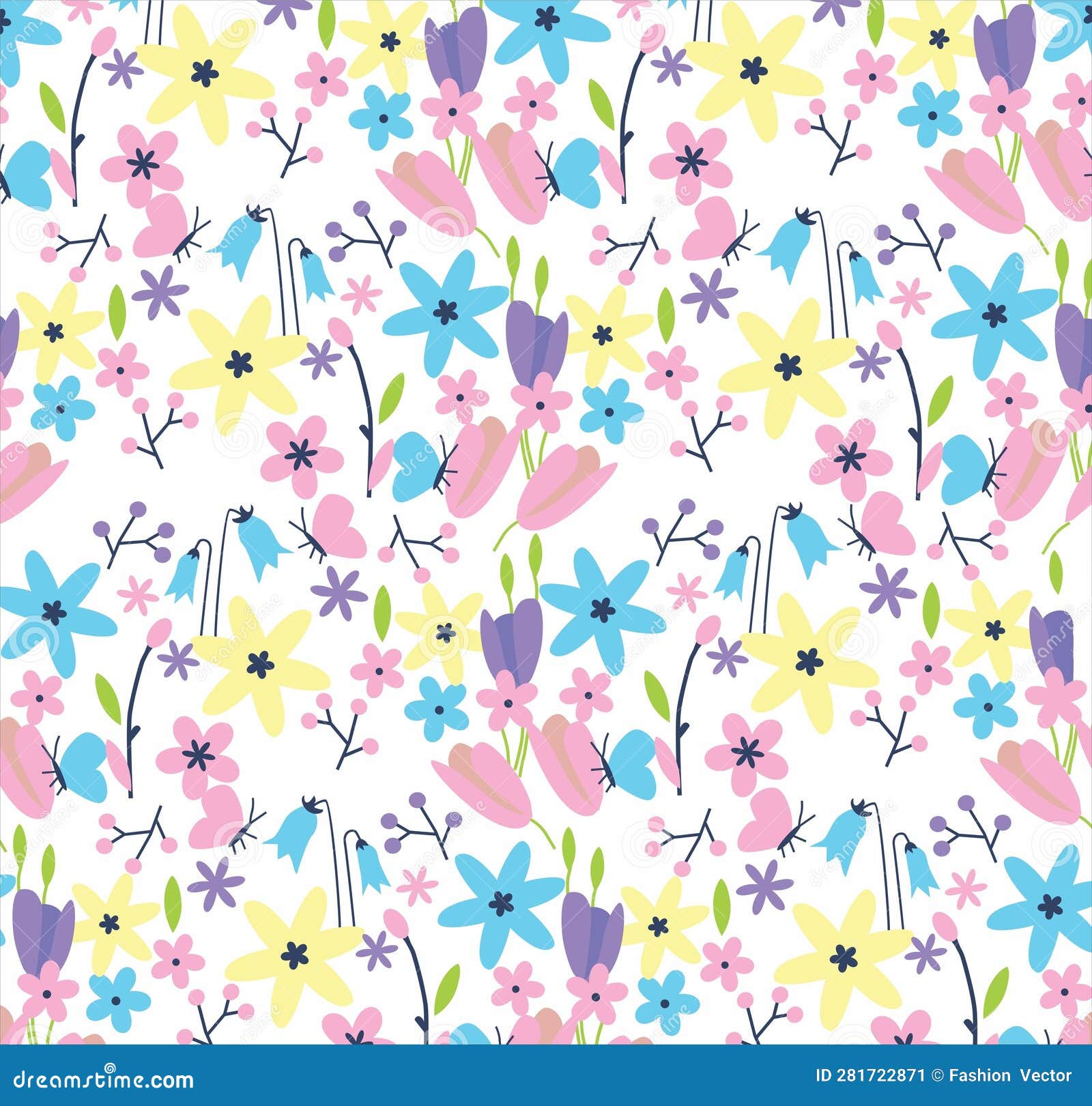 Flower All Over Print Vector Stock Vector - Illustration of little ...