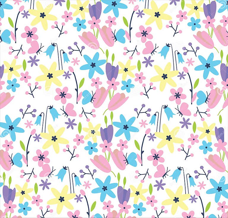 Flower All Over Print Vector Stock Vector - Illustration of little ...