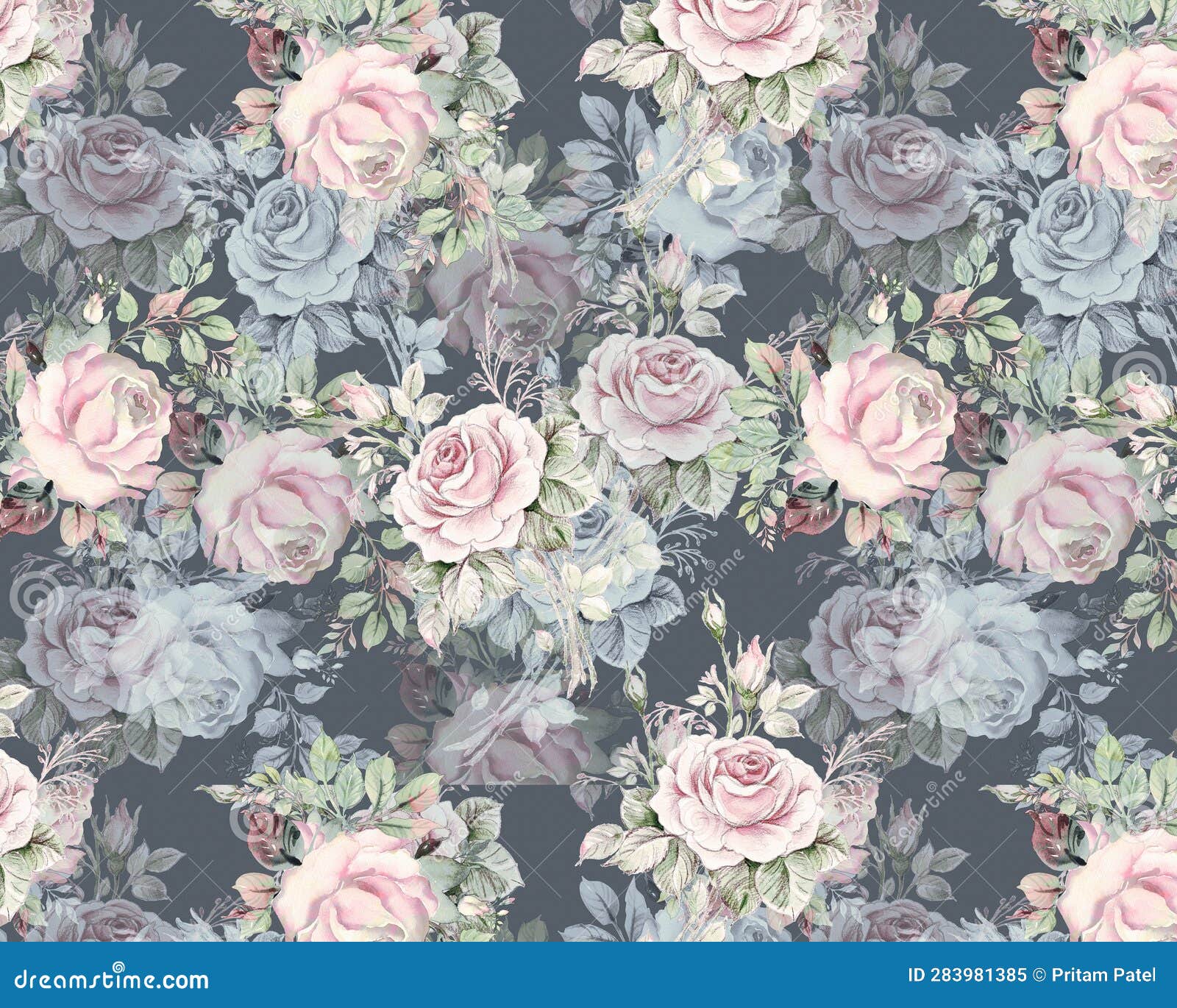 Flower allover pattern stock illustration. Illustration of rose - 283981385