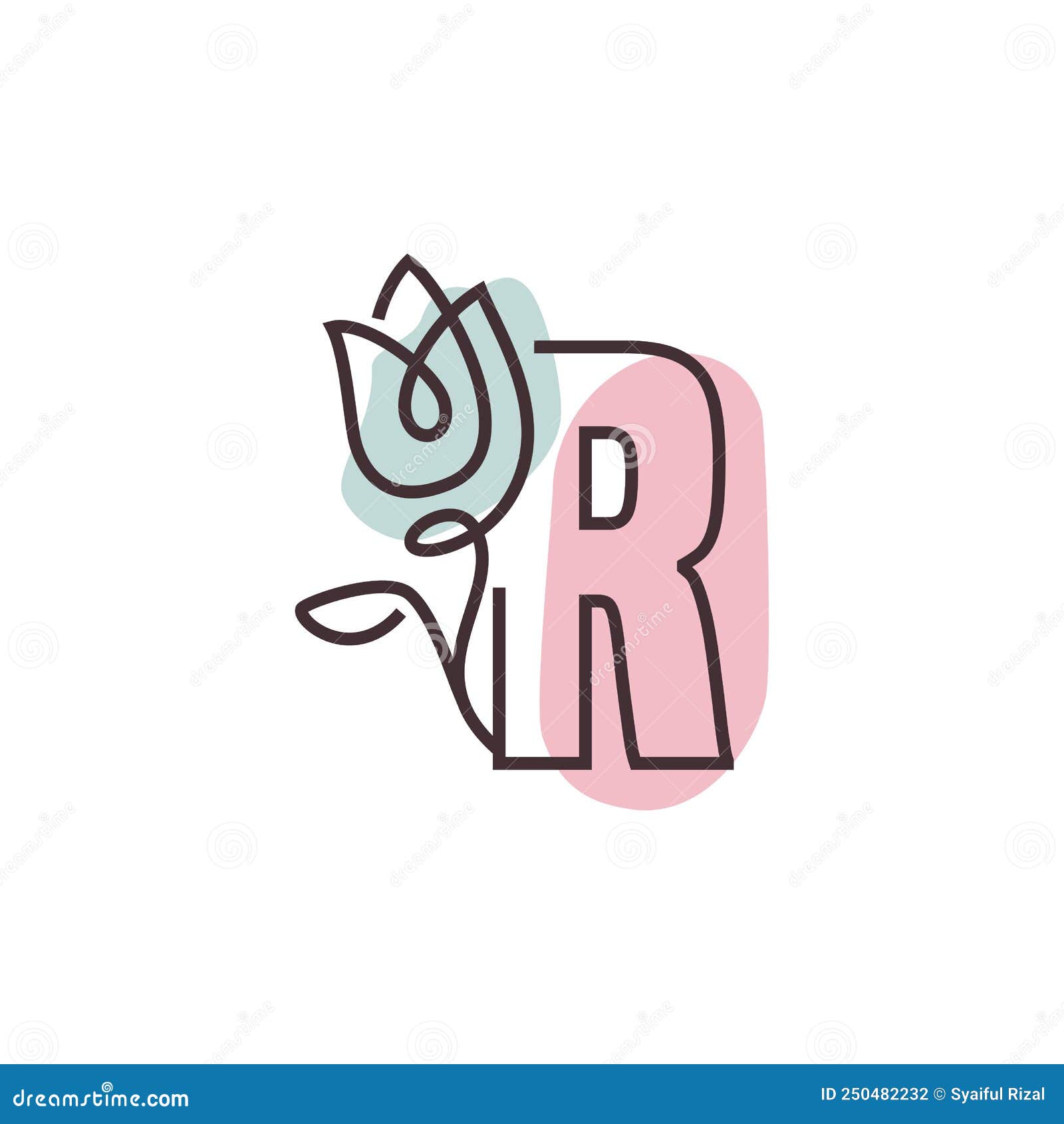 Floral Logo R Striped with Color Stock Illustration - Illustration of ...