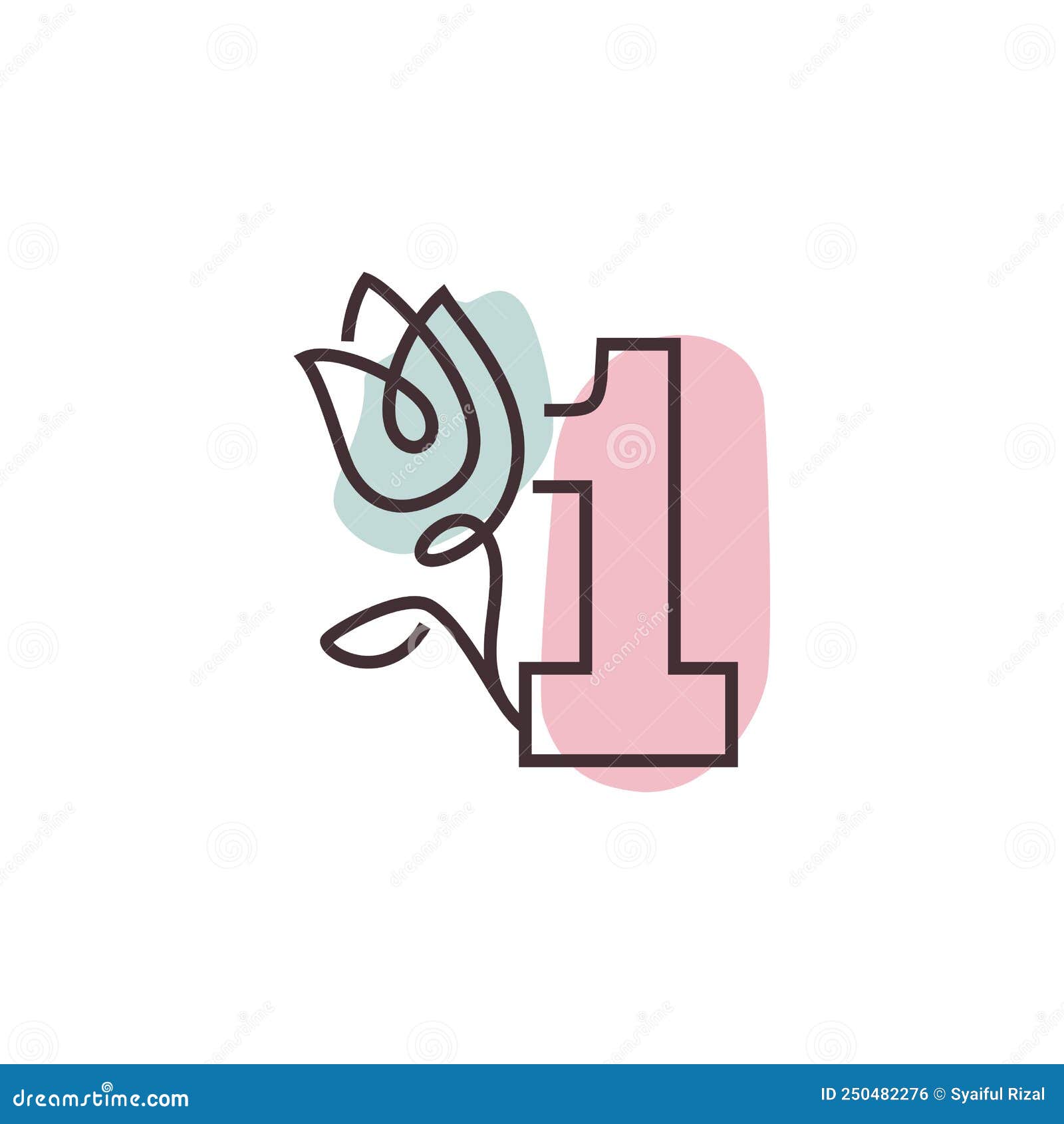 Number 1 Flower Logo Striped with Color Stock Illustration ...