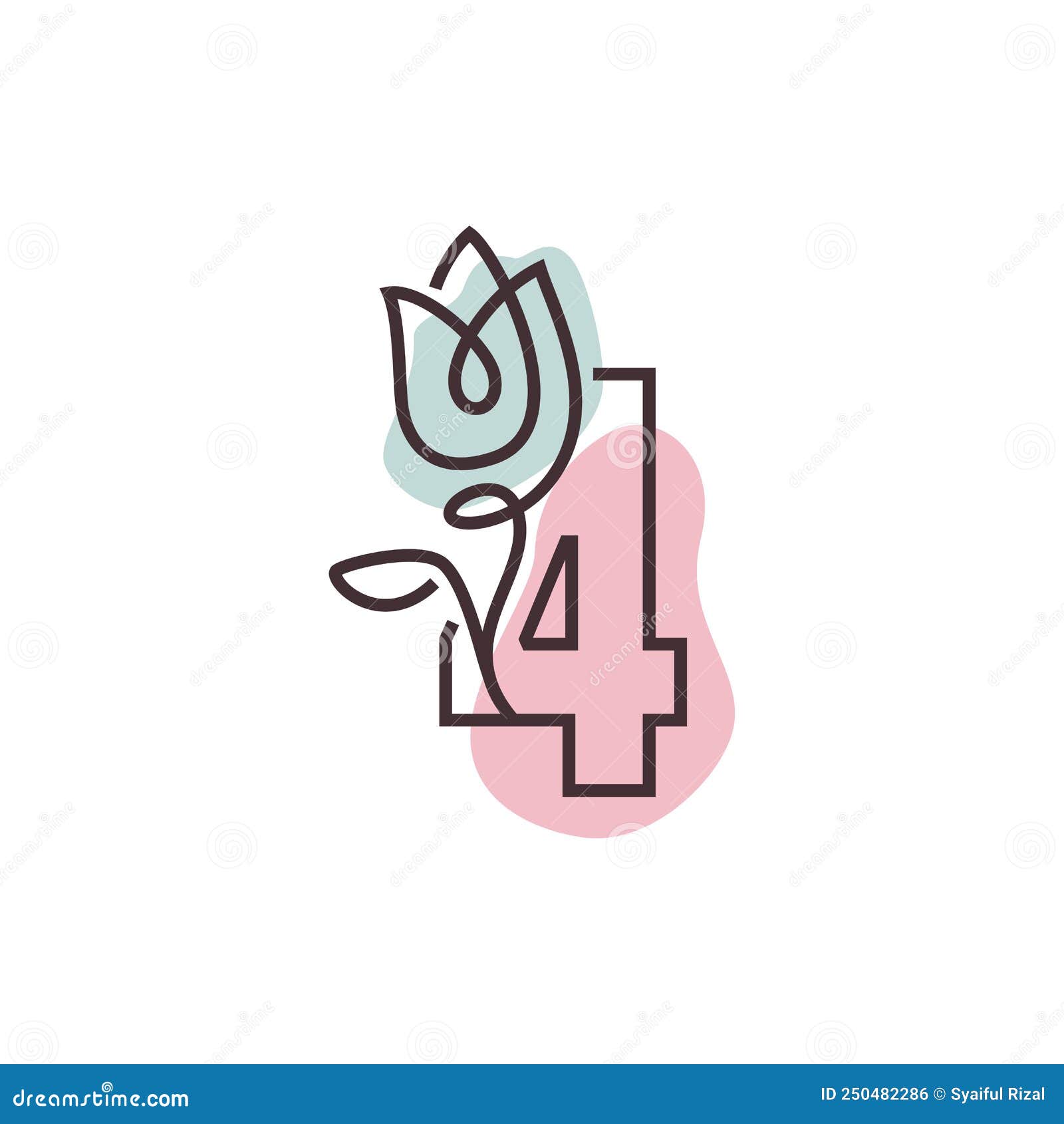 Flower Logo Number 4 Striped with Color Stock Illustration ...