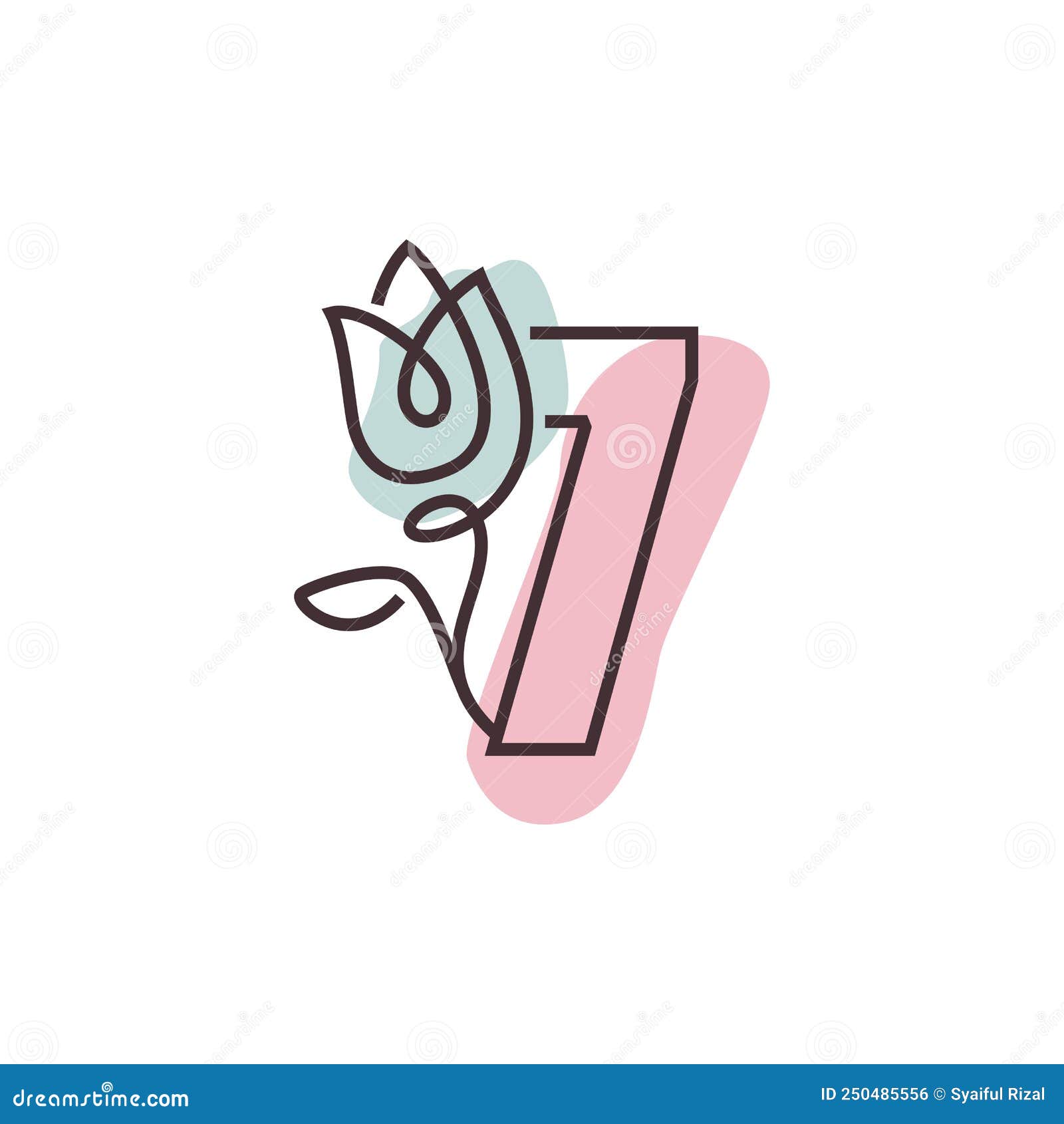 Flower Logo Number 7 Striped with Color Stock Illustration ...